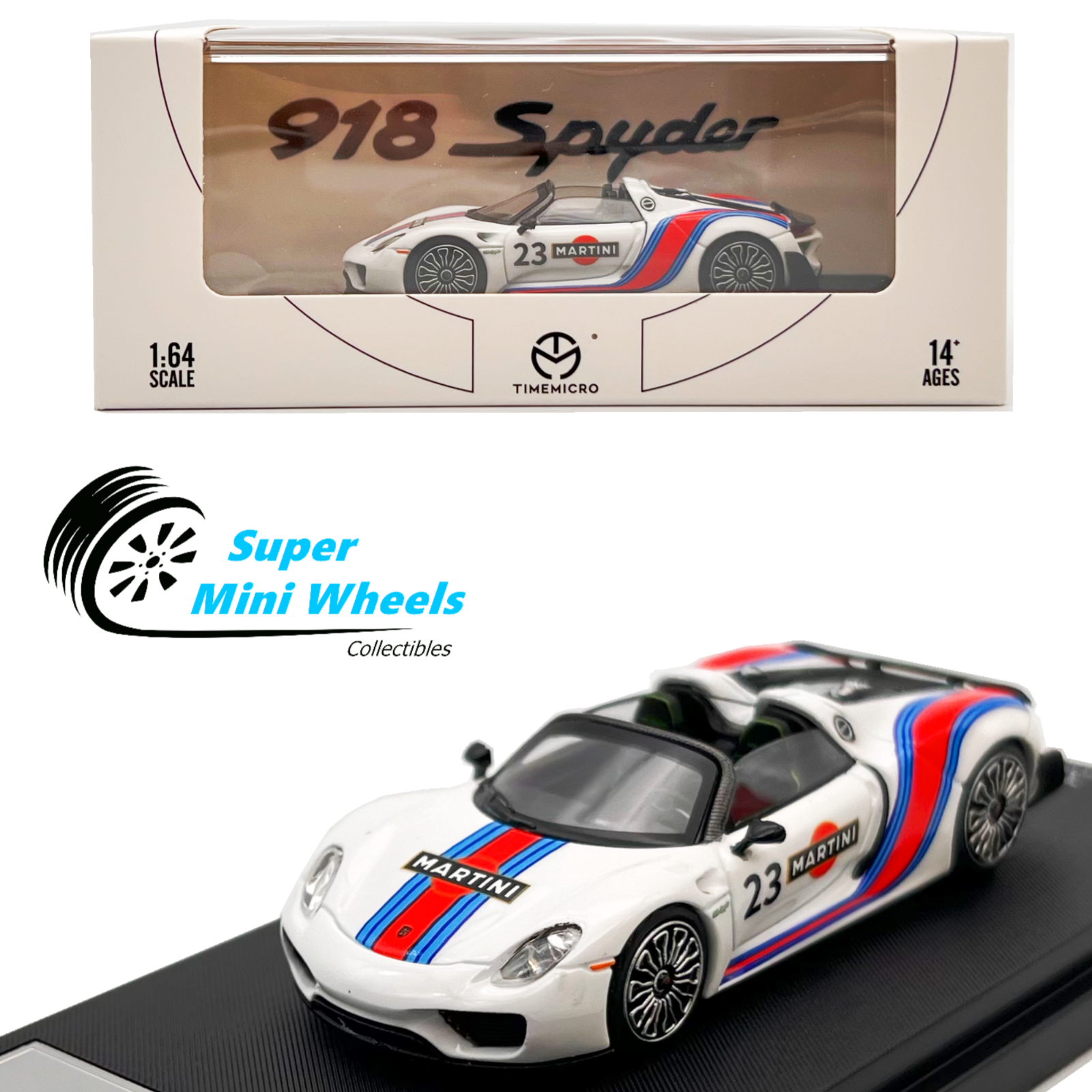 Time Micro 1:64 Porsche 918 Spyder Martini - Diecast Model – Super Mini ...