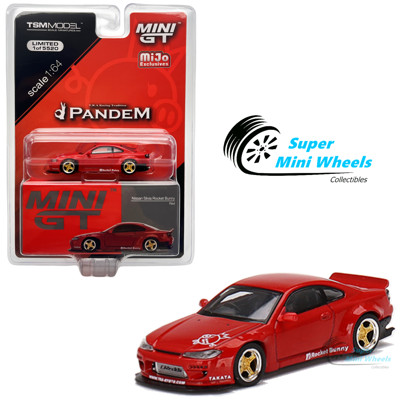 Mini GT 1:64 Nissan Silvia (S15) Rocket Bunny Red #527 – Super Mini Wheels