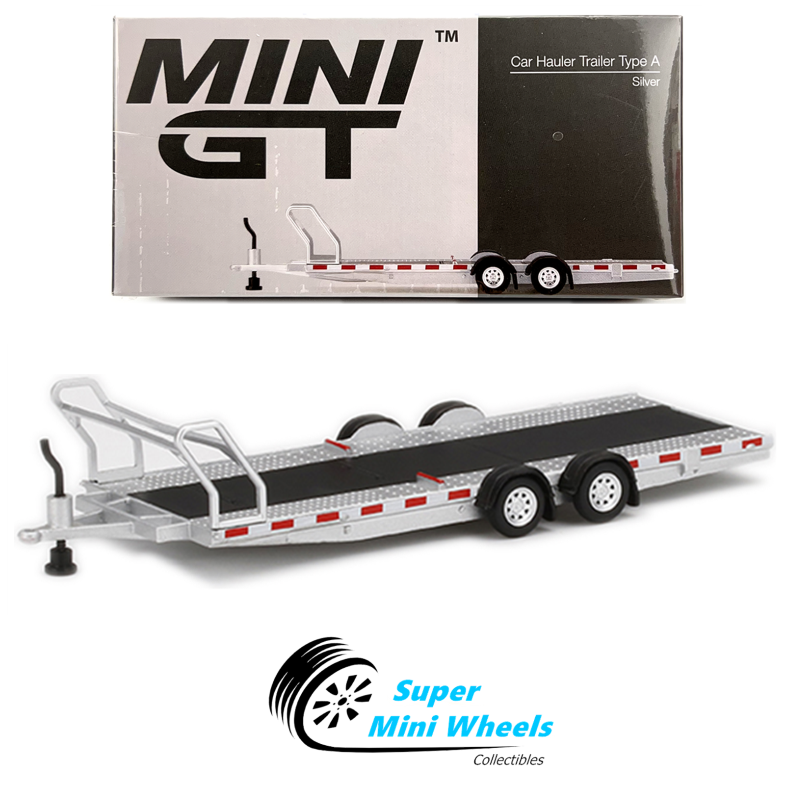 Mini GT 1:64 Car Hauler Trailer Type A Silver #AC15 – Super Mini Wheels