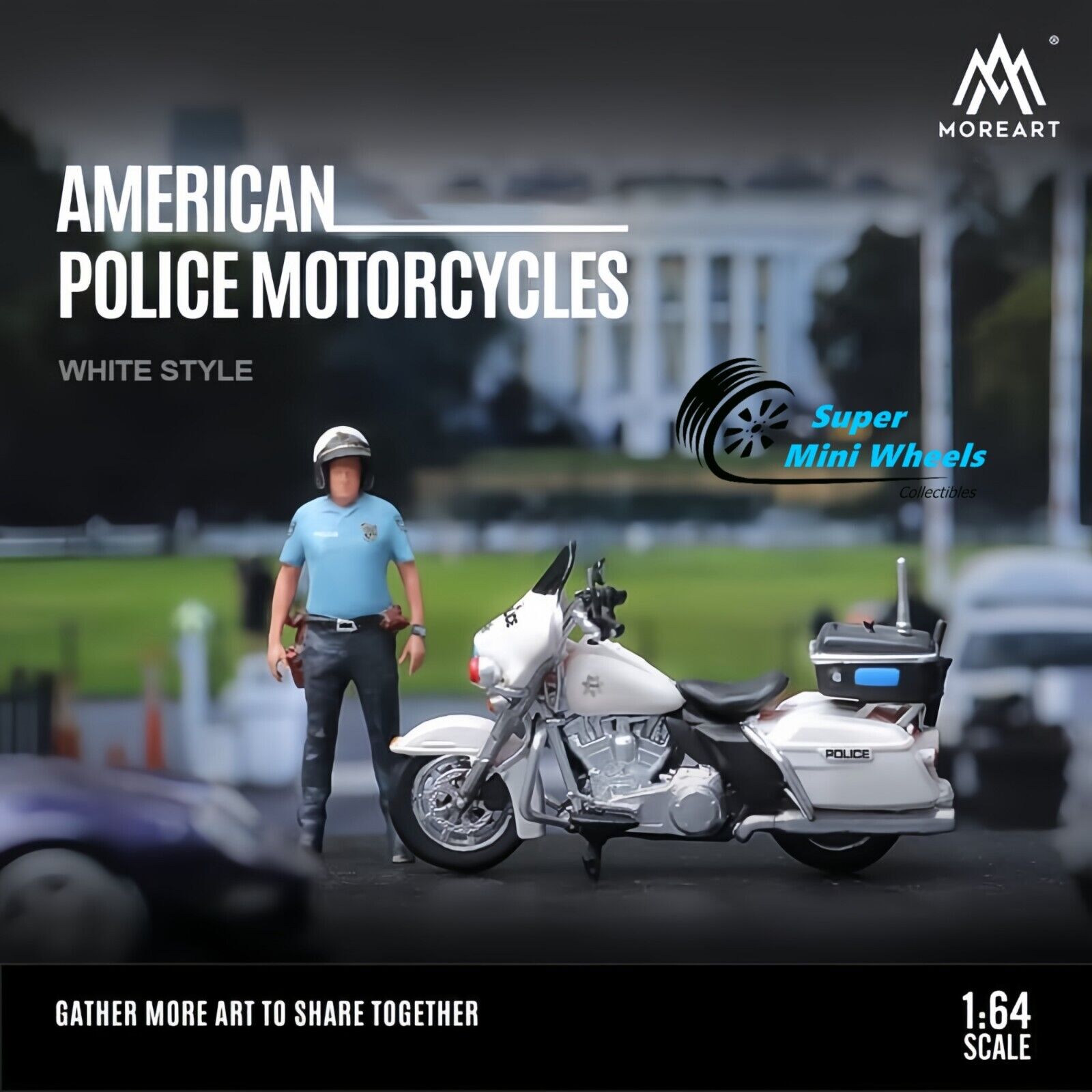 MoreArt 1:64 American Police Motorcycle White - Resin Motorcycle with ...