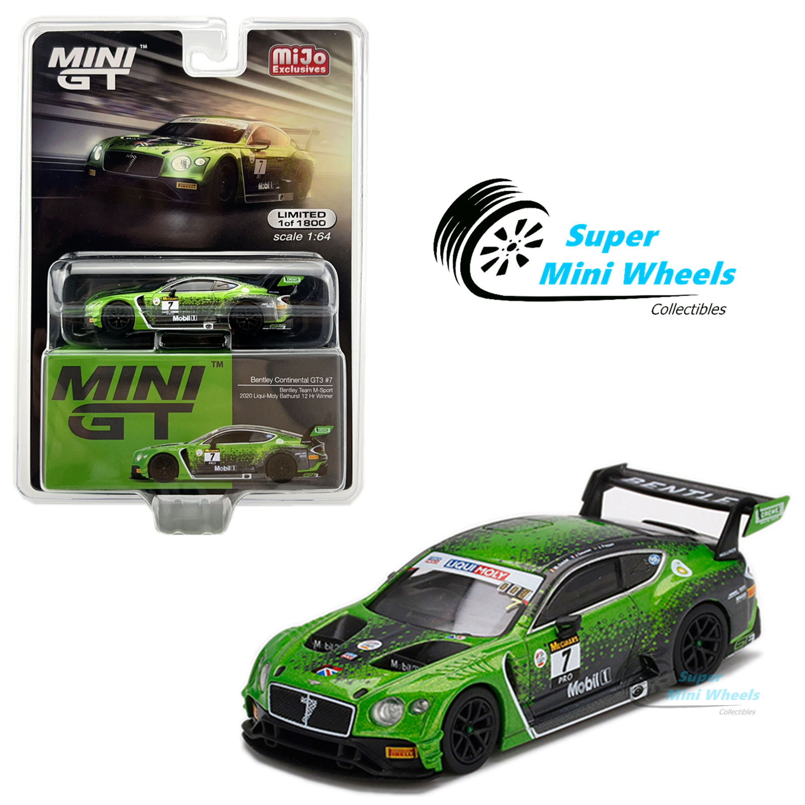 Mini GT 1:64 Bentley Continental GT3 #7 (Green) 2020 Bathurst 12 Hrs W ...
