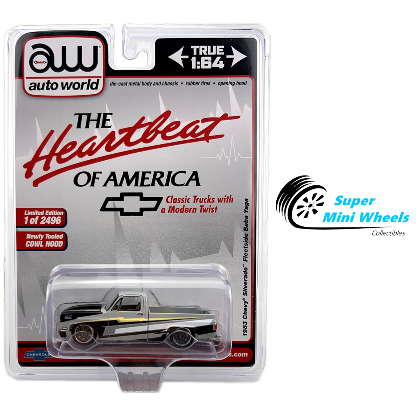 Auto World 1:64 Heartbeat of America 1983 Chevy Silverado Fleetside Ba ...