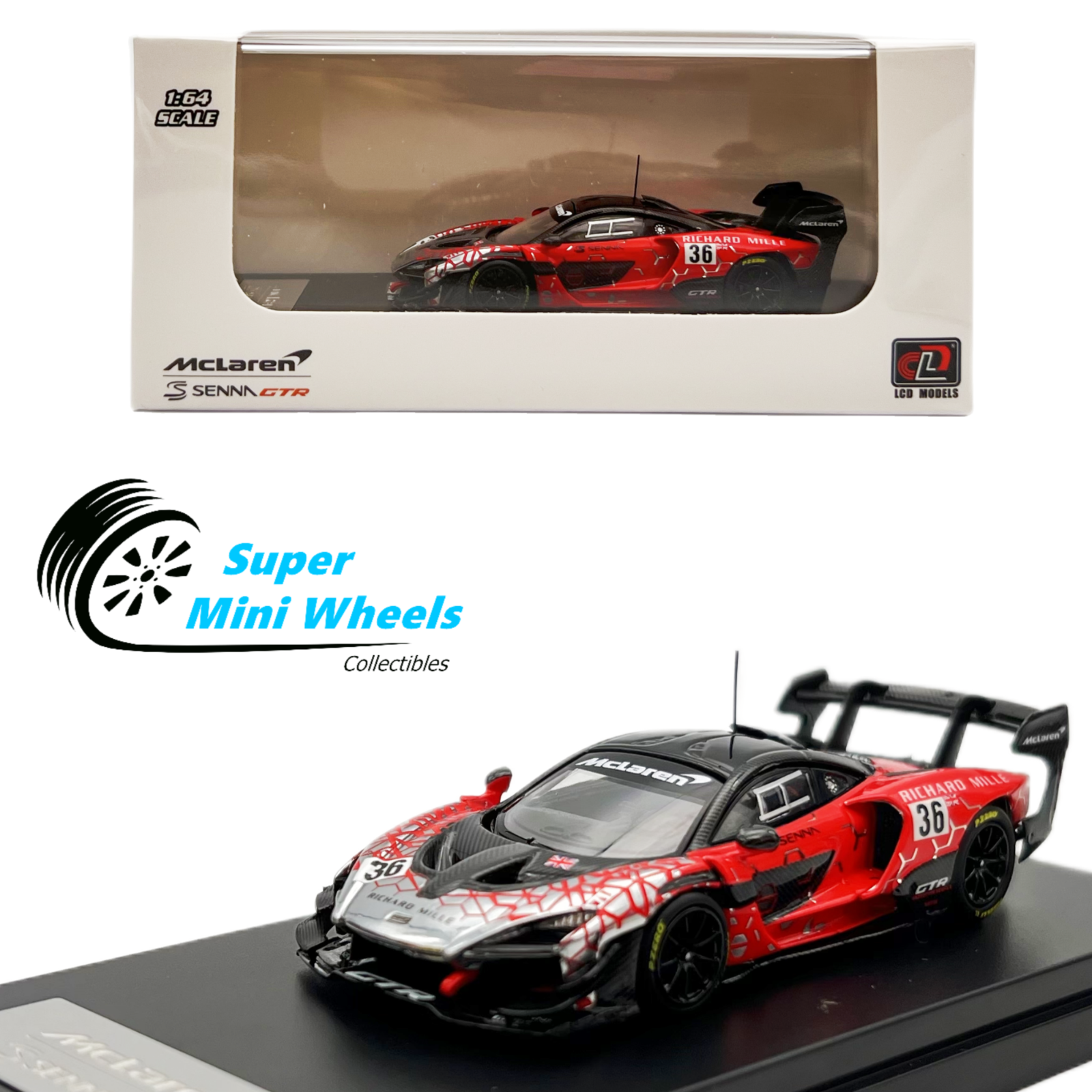 LCD Models 1:64 - Mclaren Senna GTR #36 Ultimate (Red) Diecast Model ...