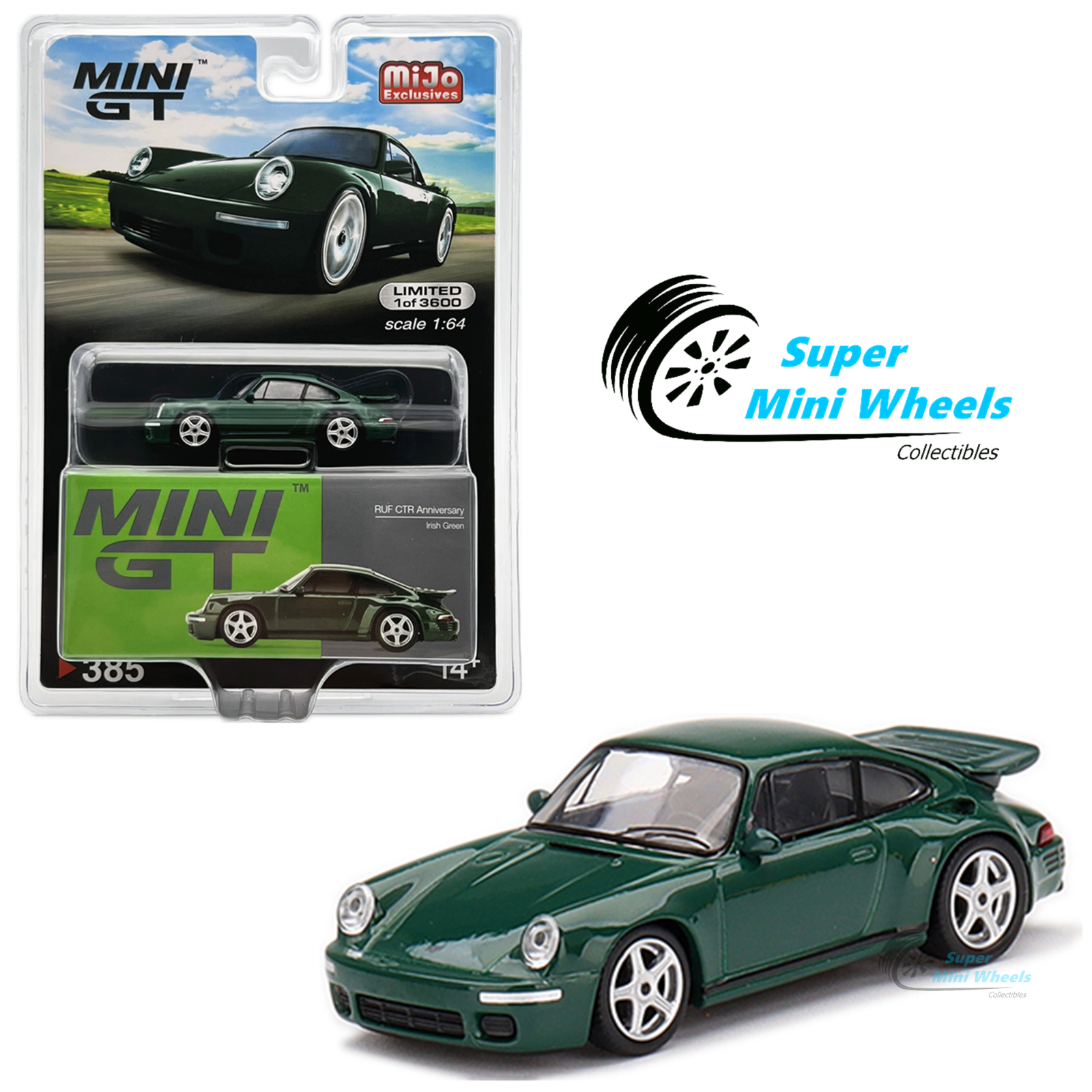 Mini GT 1:64 Porsche 911 RUF CTR Anniversary Irish Green #385 – Super ...