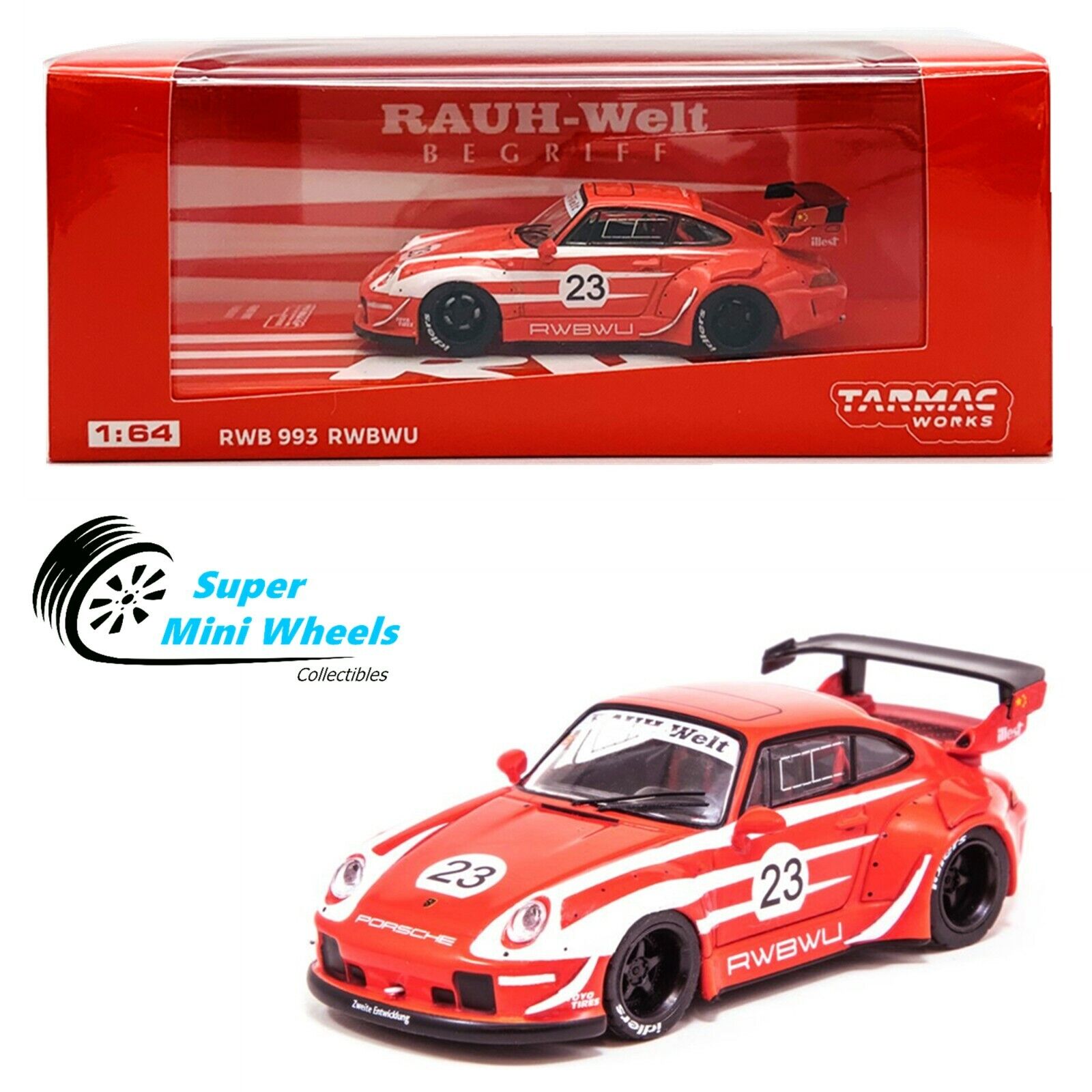 Tarmac Works 1:64 Porsche RWB 993 RWBWU #23 (Red) Hobby64 – Super Mini ...