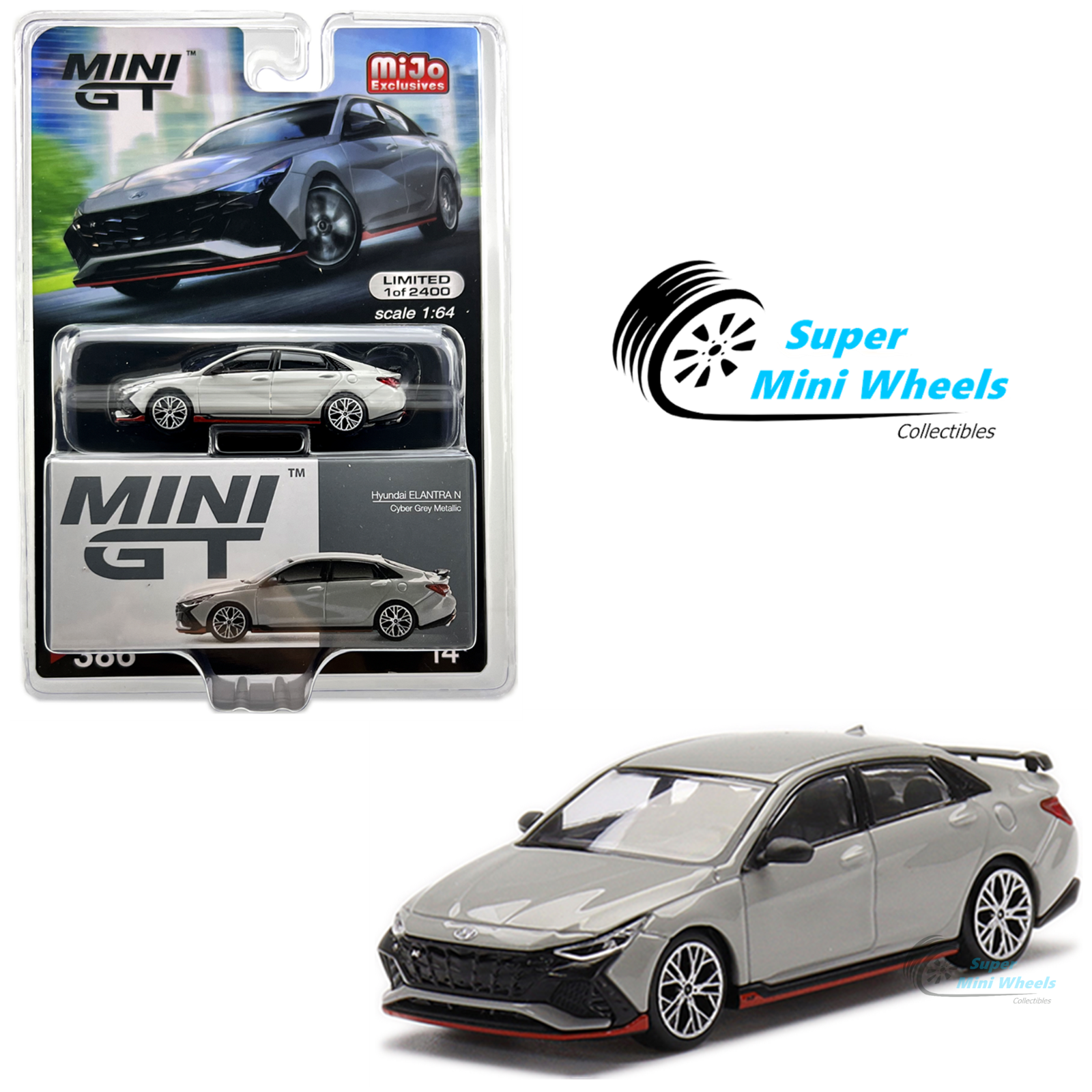 Mini GT 1:64 Hyundai Elantra N Cyber Grey Metallic #386 – Super Mini Wheels