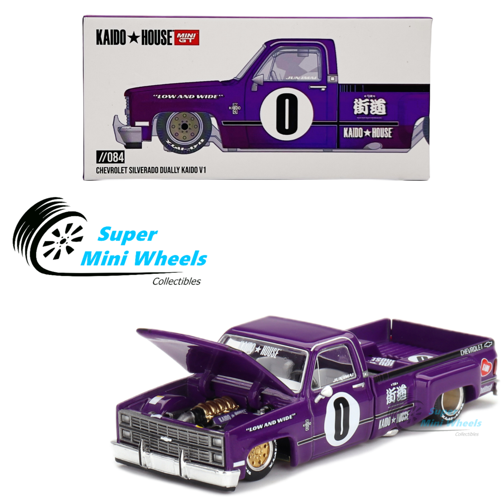 Mini GT x Kaido House 1:64 Chevrolet Silverado Dually KAIDO V1 Purple ...