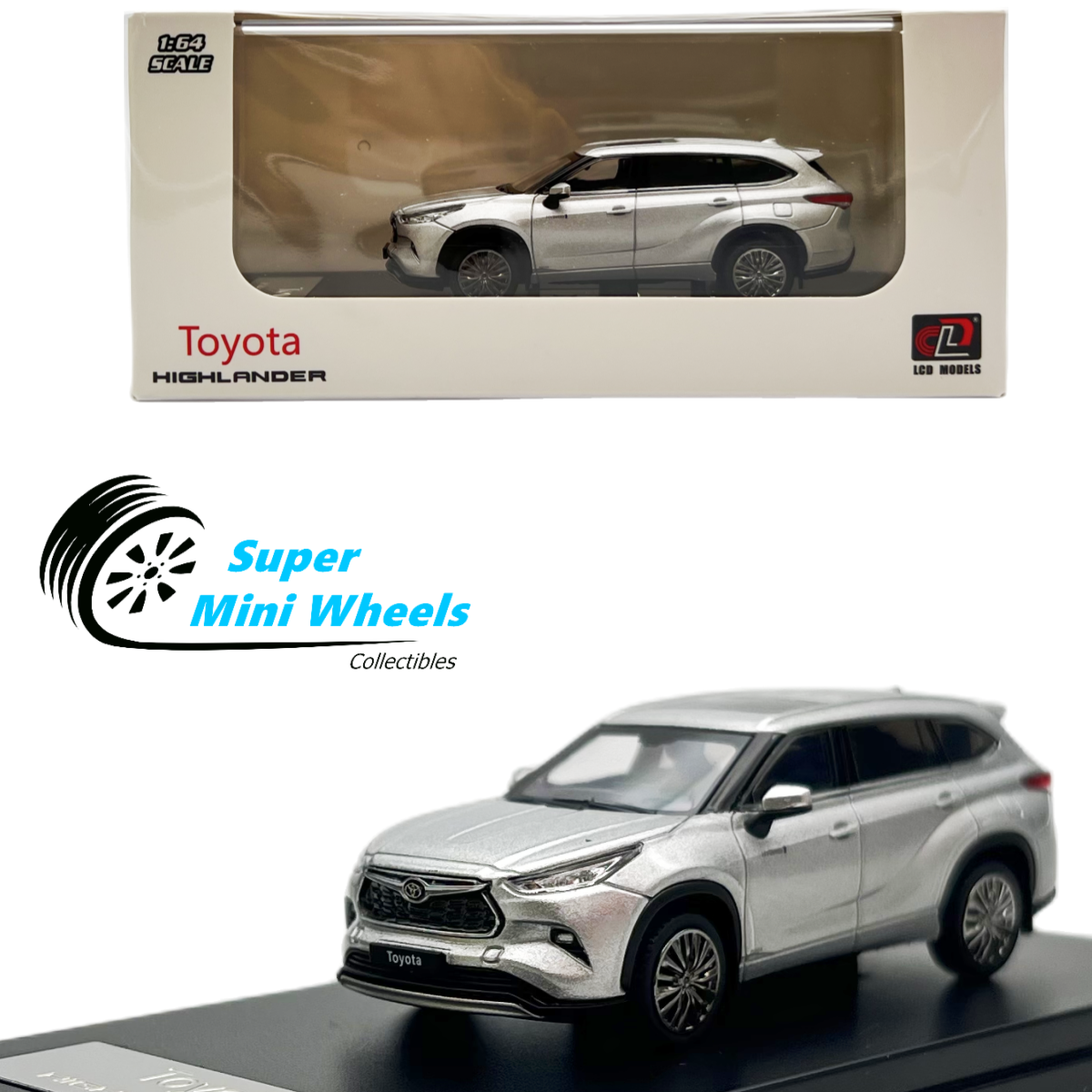 LCD Models 1:64 - Toyota Highlander Hybrid (Silver) Diecast Model ...