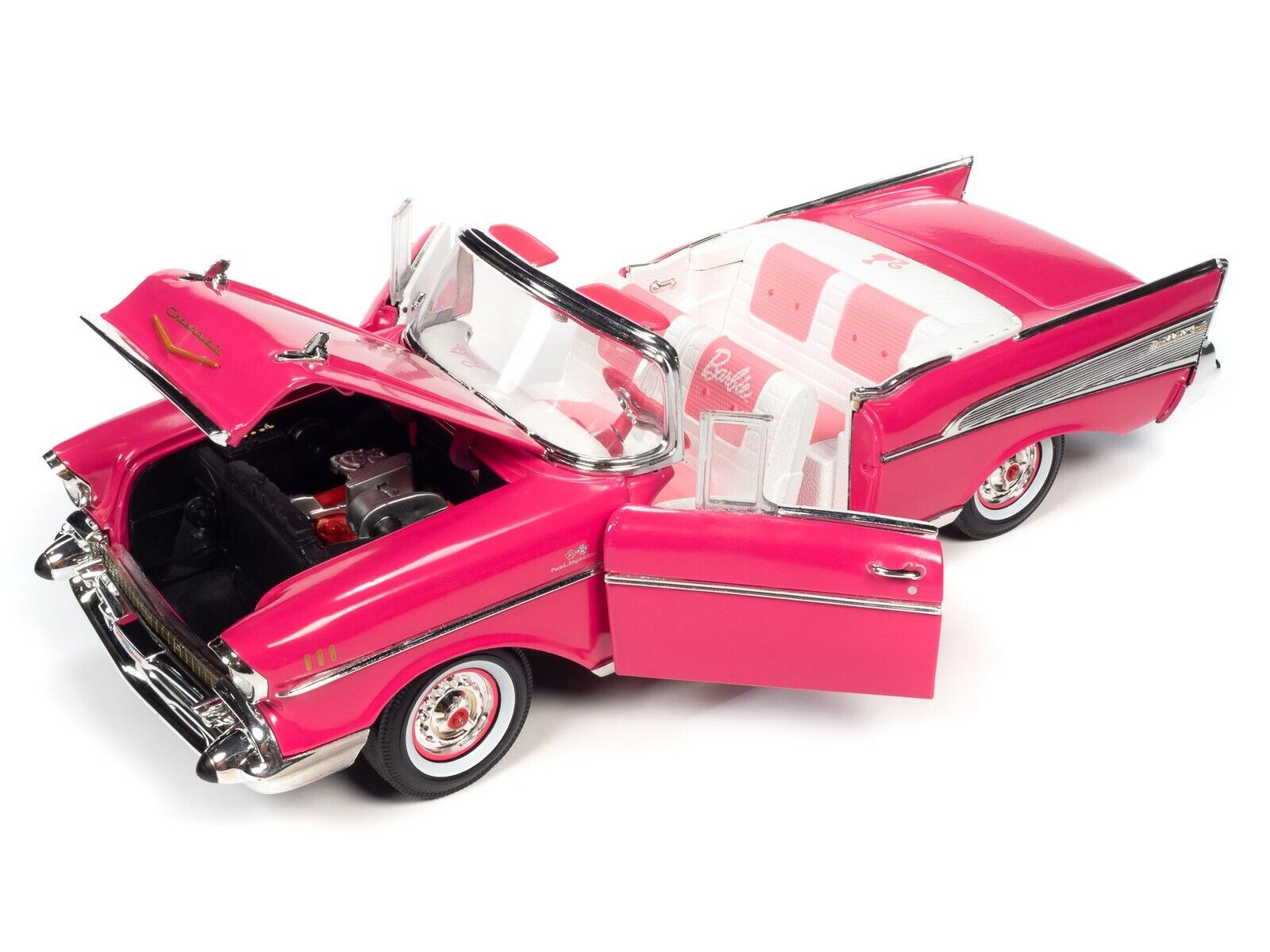 Auto World 1:18 - Barbie 1957 Chevrolet Bel Air Convertible – Pink - A ...