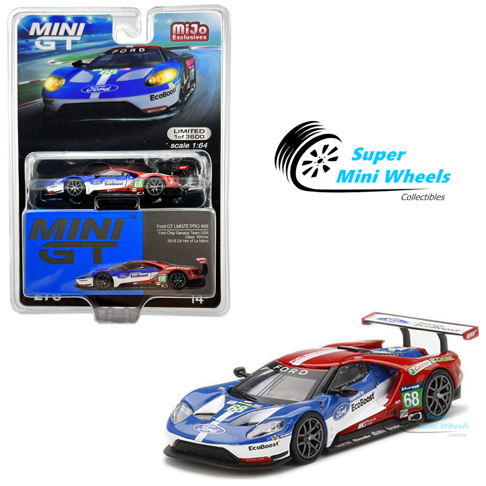 Mini GT 1:64 Ford GT LMGTE PRO #68 2016 24 Hrs of Le Mans Class Winner ...