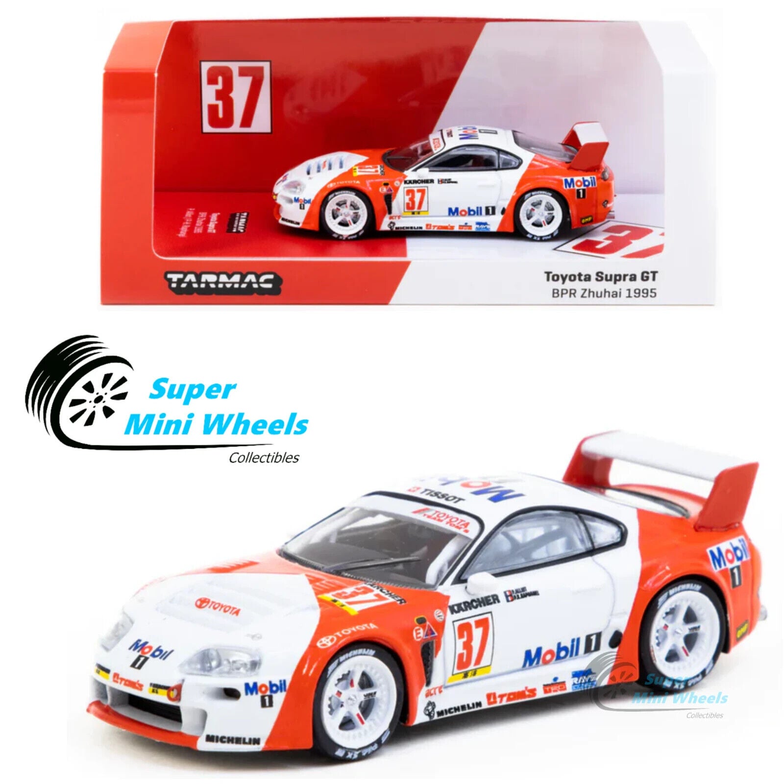 Tarmac Works 1:64 Toyota Supra GT BPR Zhuhai 1995 #37 – Super Mini Wheels