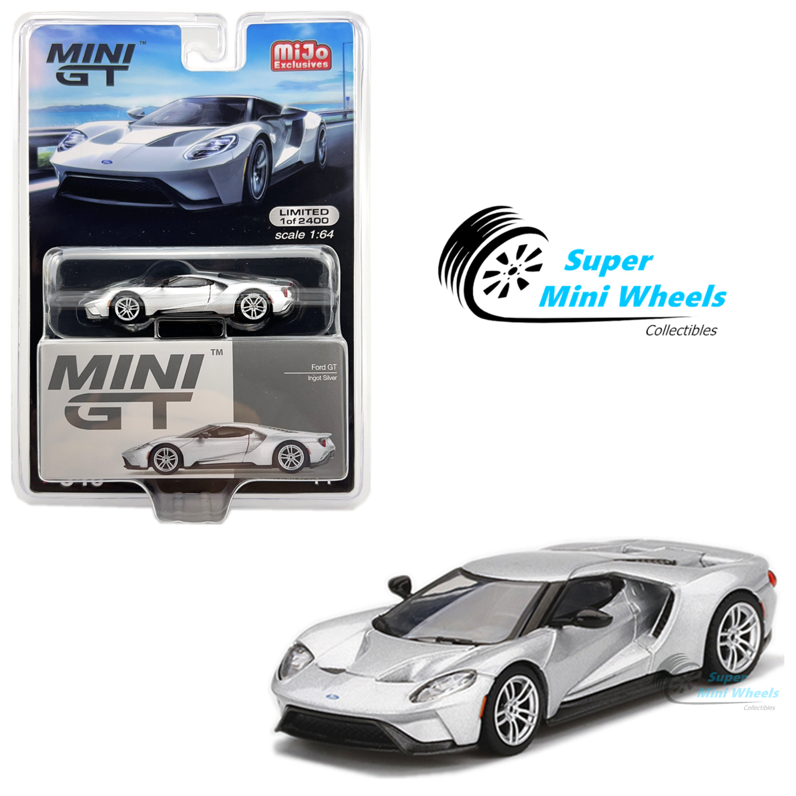 Mini GT 1:64 Ford GT Ingot Silver #340 – Super Mini Wheels
