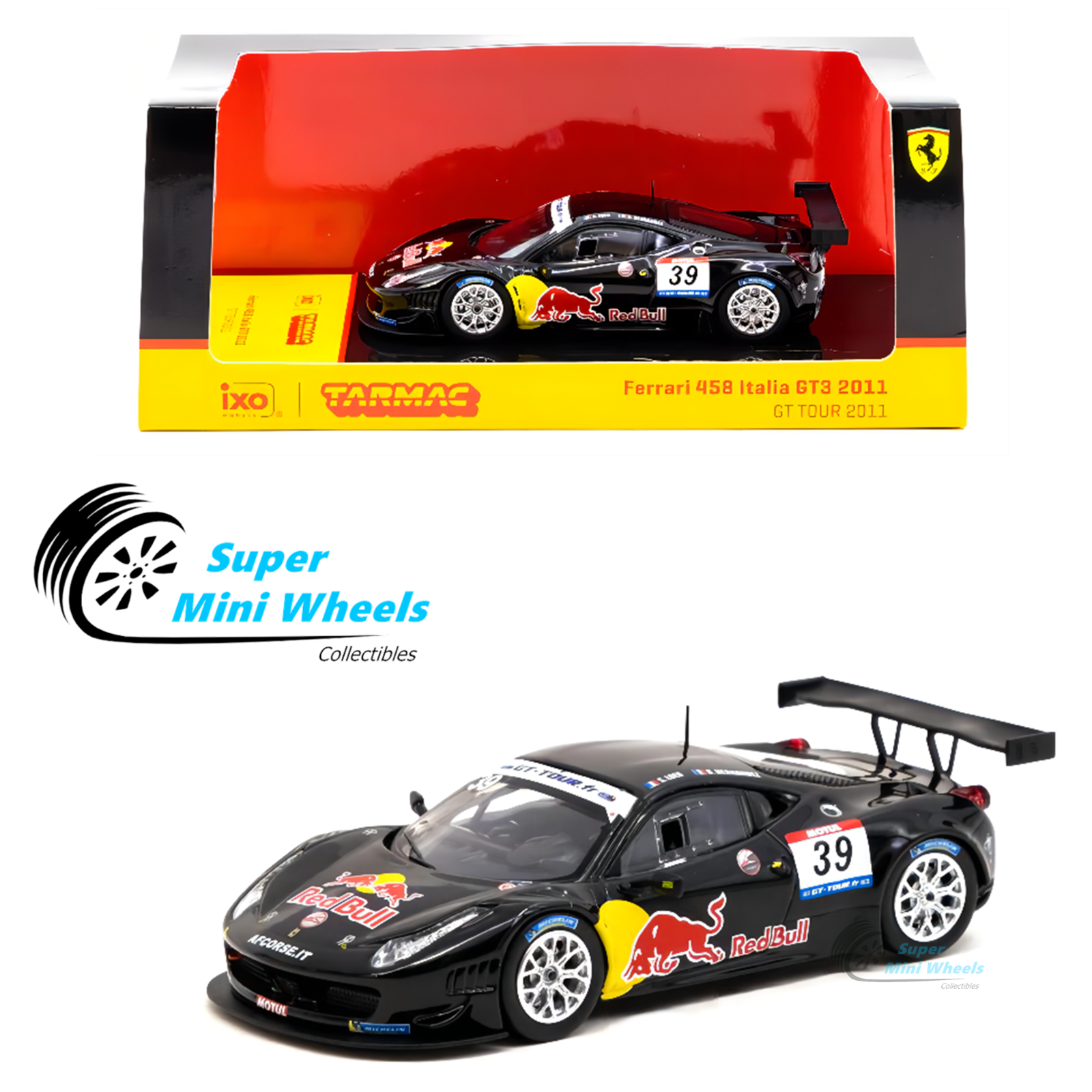 Tarmac Works 1:64 Ferrari 458 Italia GT3 GT #39 Black Red Bull – Super ...