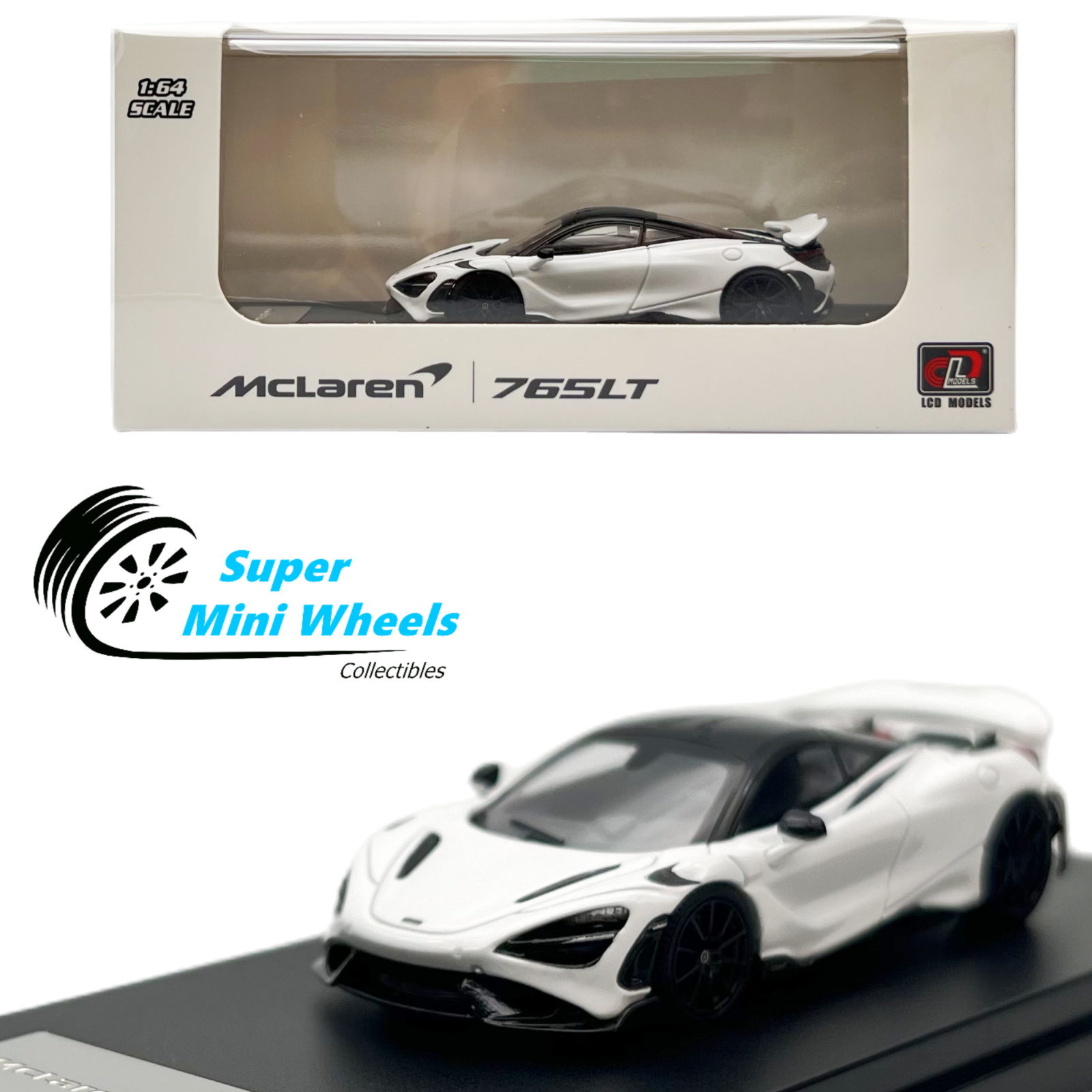 LCD Models 1:64 - McLaren 765LT (White) Diecast Model – Super Mini Wheels