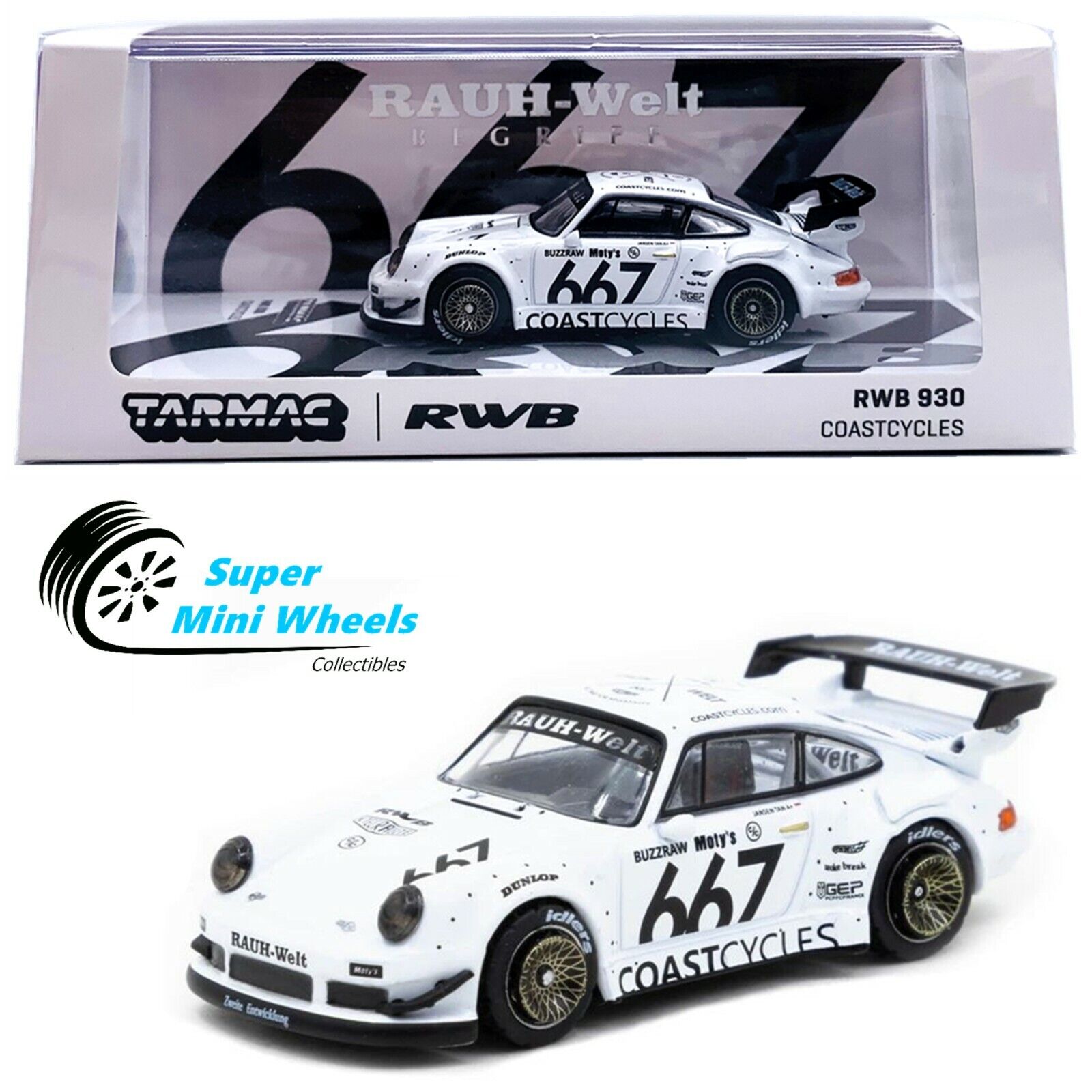Tarmac Works 1:64 RWB Porsche 911 (930) Coastcycles #667 White - HOBBY ...