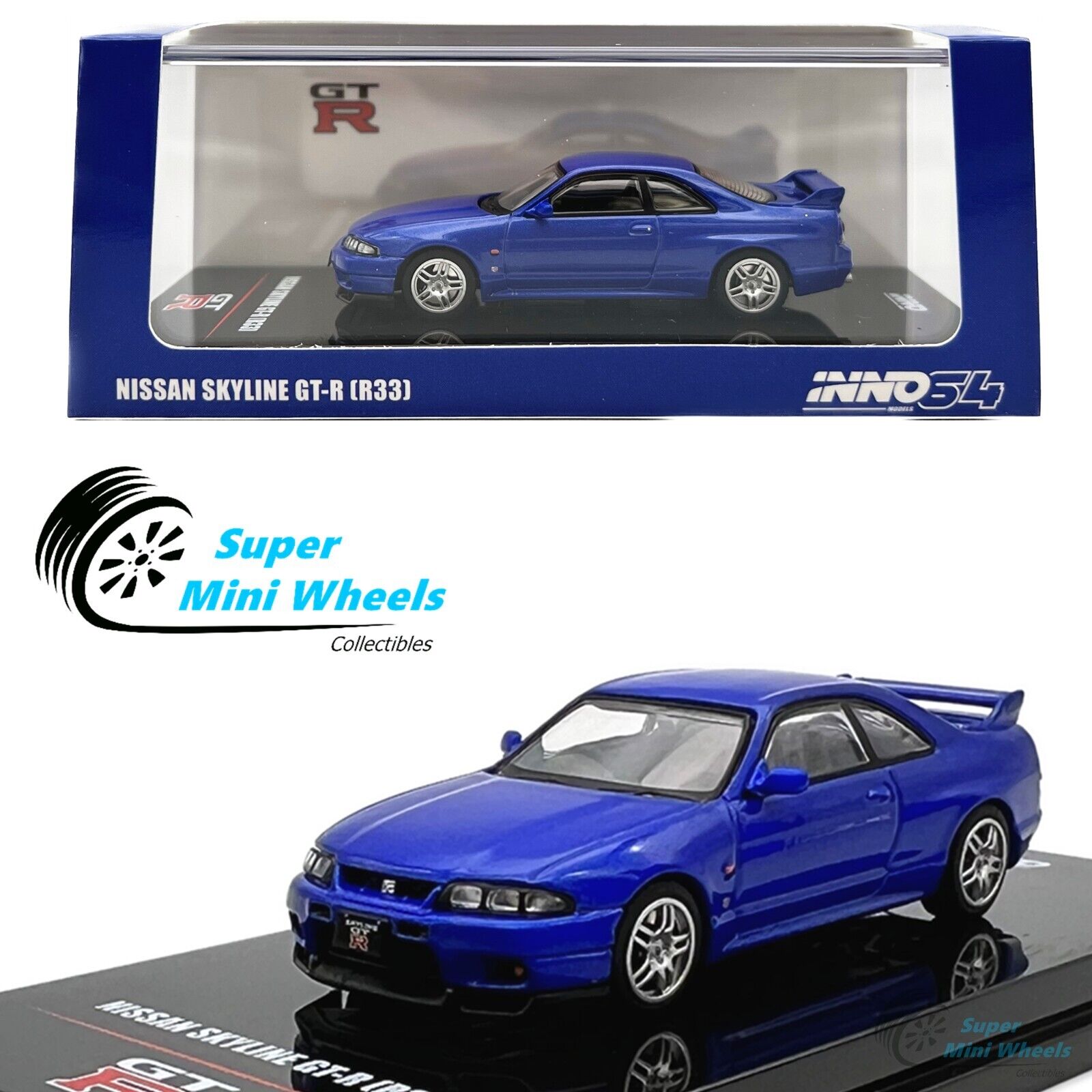 INNO64 1:64 Nissan Skyline GT-R R33 Bayside Blue – Super Mini Wheels