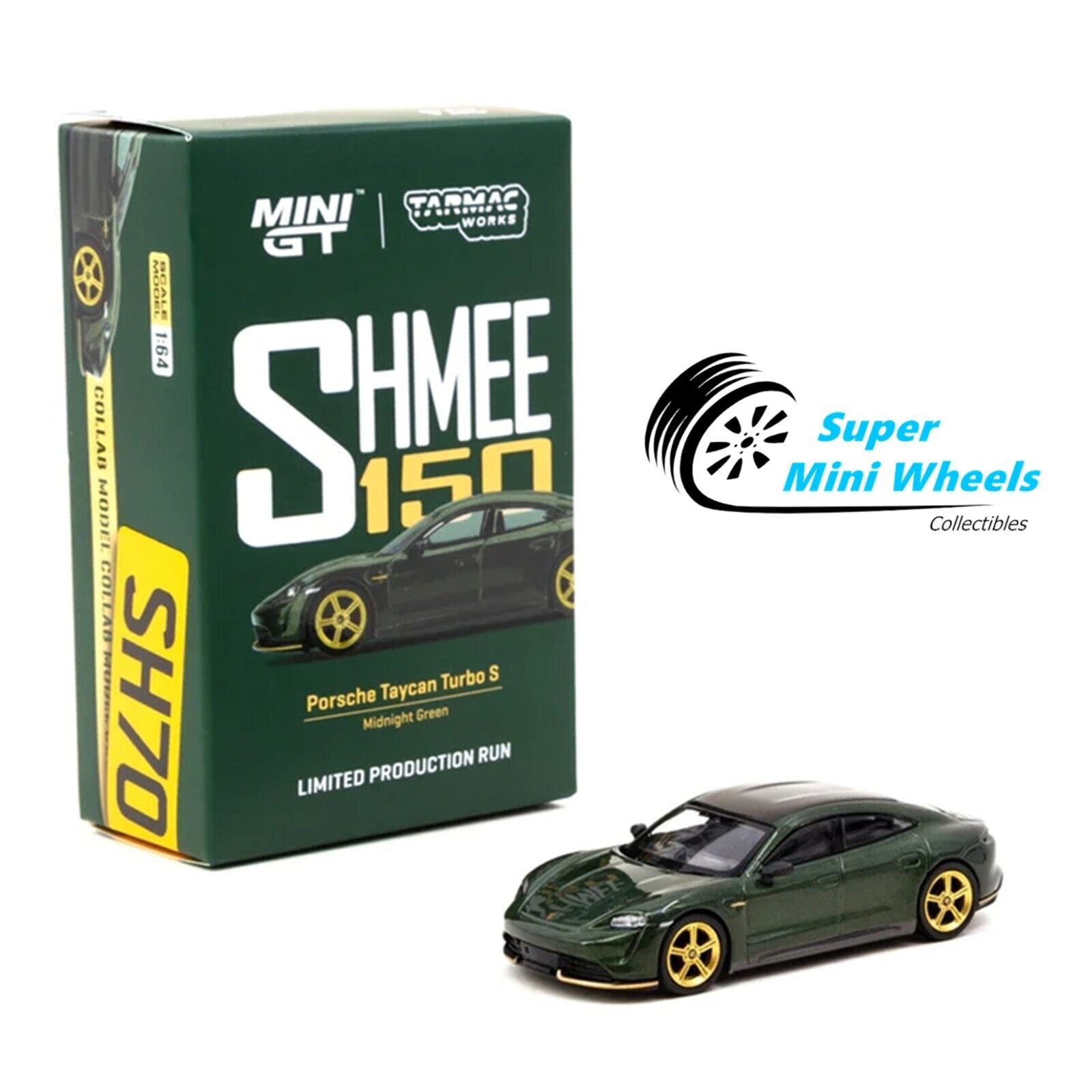 MiniGT X Tarmac Works 1/64 Porsche Taycan Turbo S Midnight Green #274 ...
