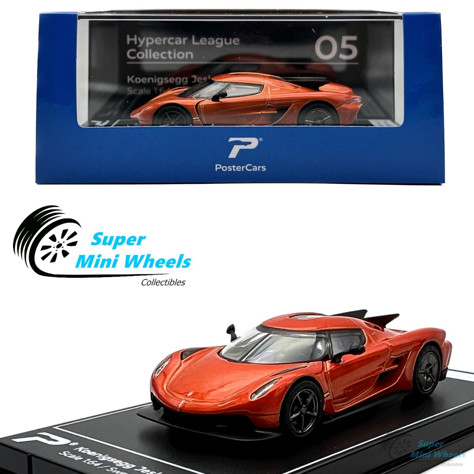 PosterCars 1:64 Koenigsegg Jesko Absolut (Orange) Hypercar League Coll ...