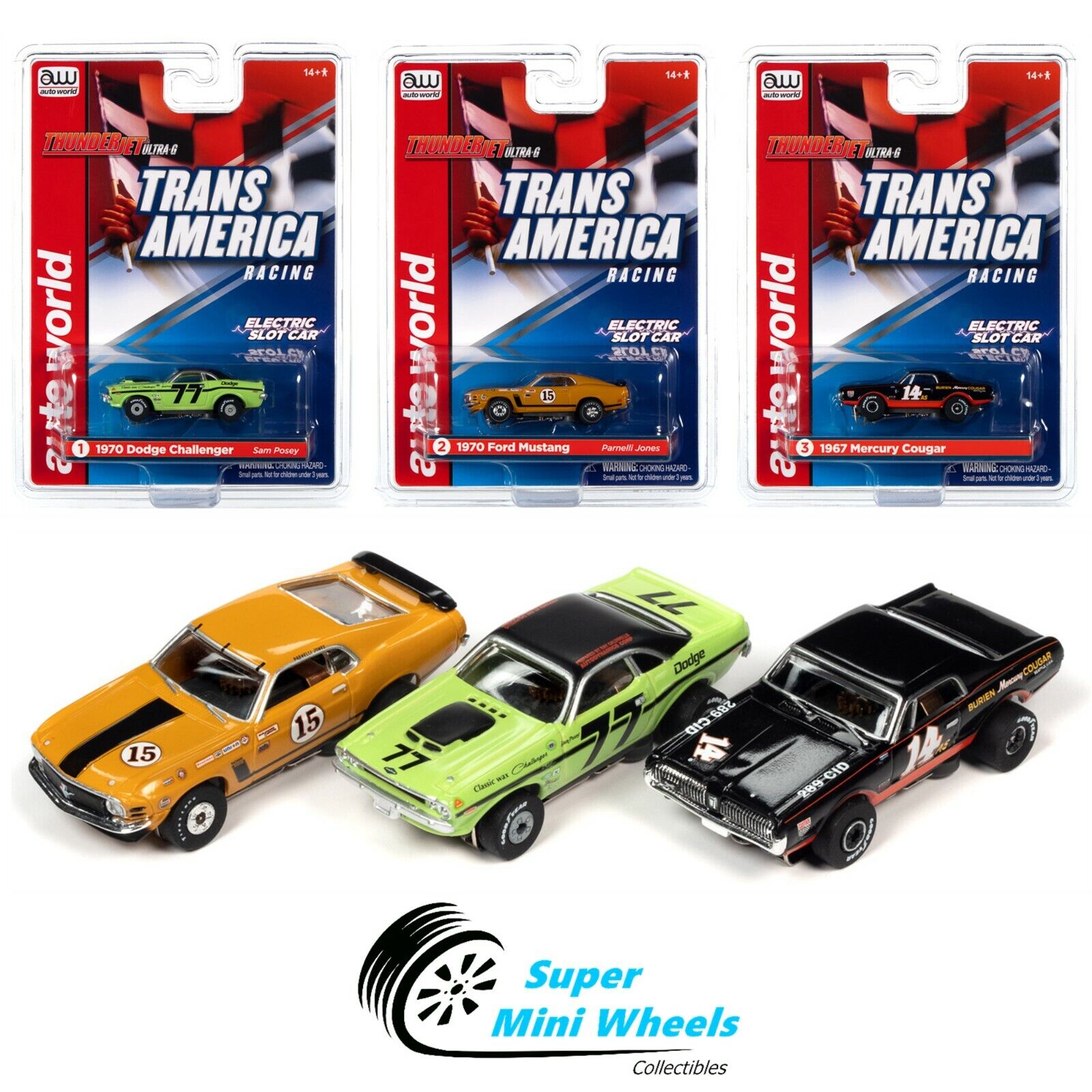 Auto World HO Slot Car - SC357 - Trans America Racing Set of 3 Cars ...