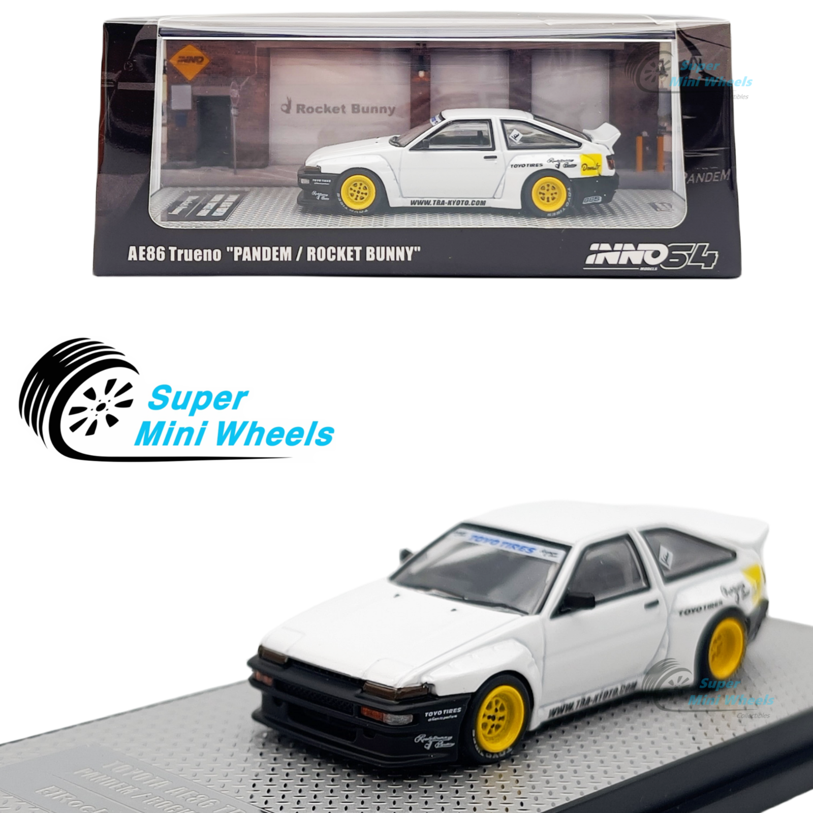 INNO64 1:64 Toyota AE86 Trueno Pandem Rocket Bunny White – Super Mini ...