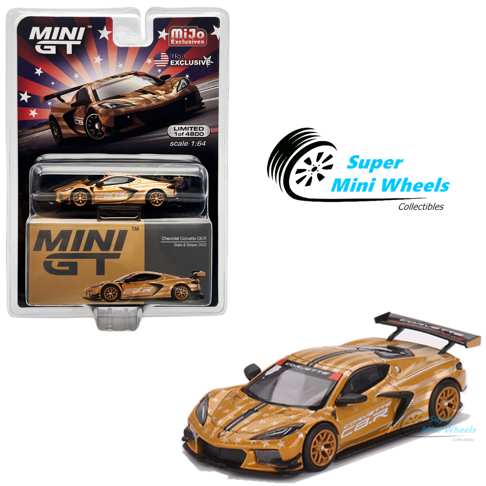 Mini GT 1:64 Chevrolet Corvette C8.R Stars & Stripes 2023 USA Exclusiv ...