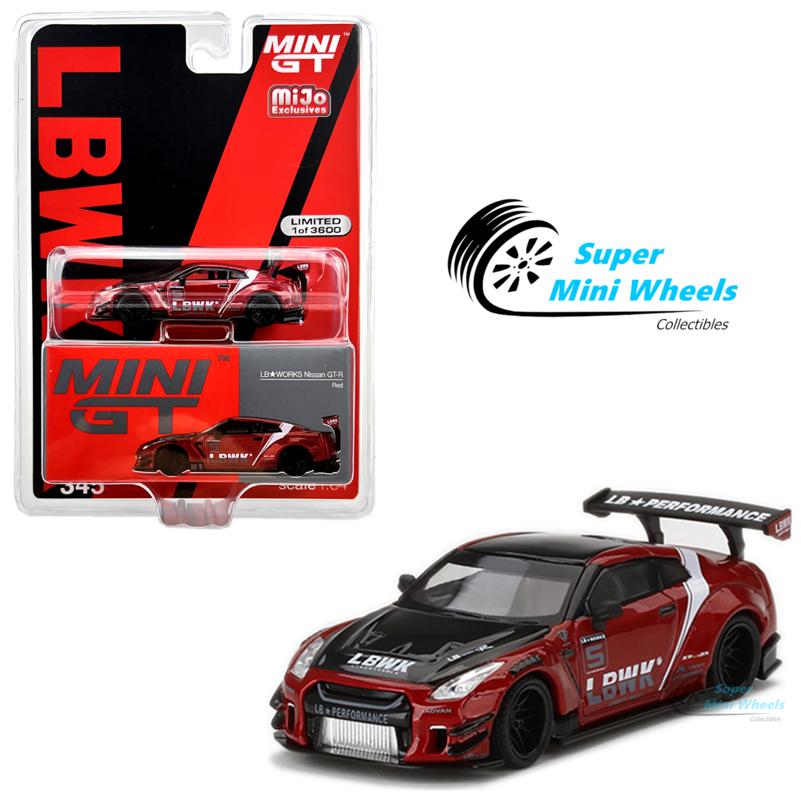 Mini GT 1:64 LB WORKS Nissan GT-R R35 Type 2 Rear Wing Ver 3 Red LBWK ...