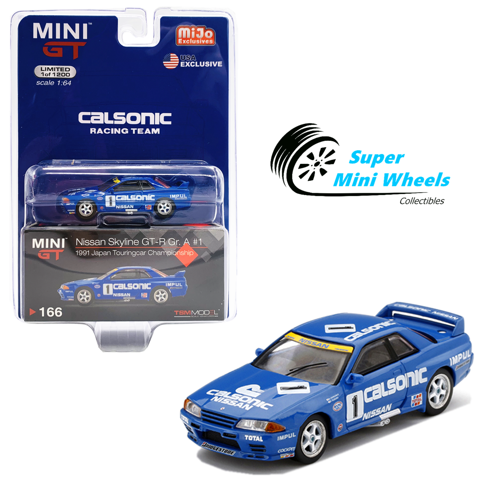 Mini GT 1:64 Nissan Skyline GT-R R32 Gr.A #1 Calsonic 1991 JTCC (Blue) – Super Mini Wheels