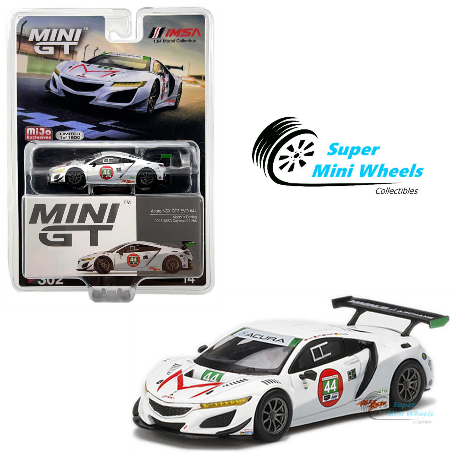 Mini GT 1:64 Acura NSX GT3 EVO #44 2021 IMSA Daytona 24 Hrs (White) #3 ...