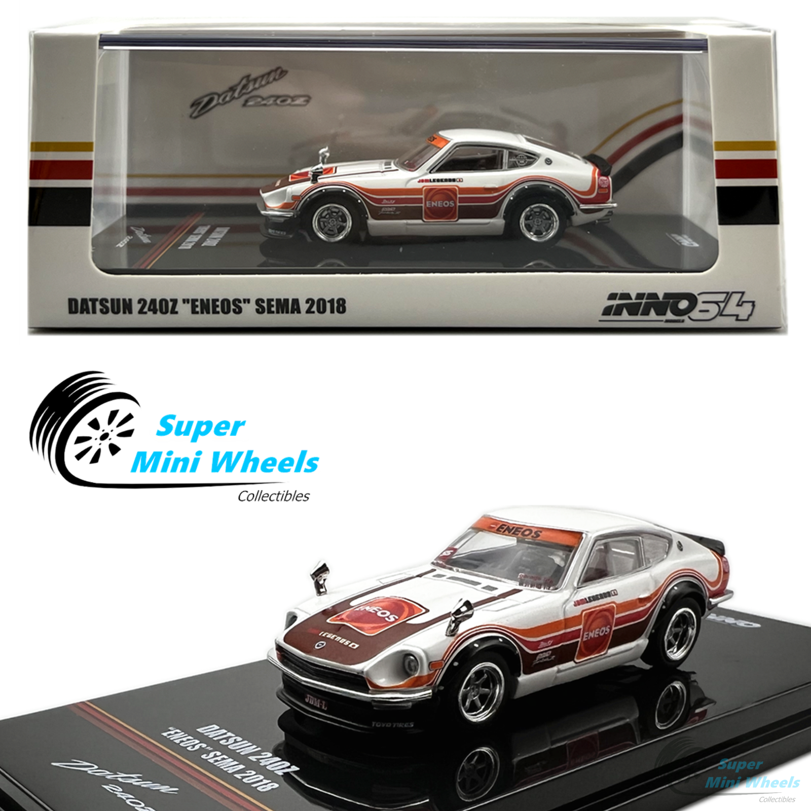 INNO64 1:64 Datsun 240Z "ENEOS" Sema 2018 (White) – Super Mini Wheels