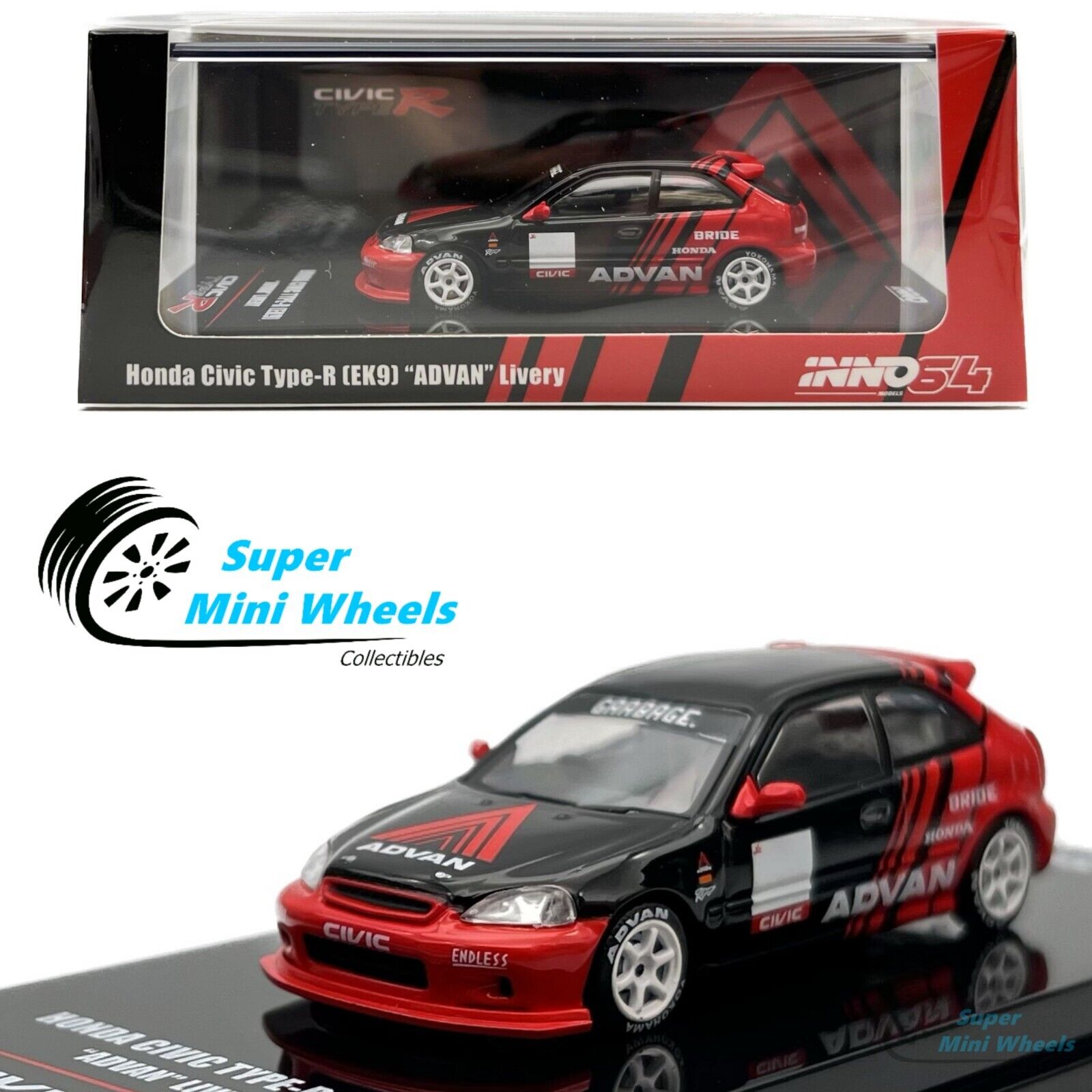 INNO64 1:64 Honda Civic Type-R EK9 "ADVAN" Livery – Super Mini Wheels