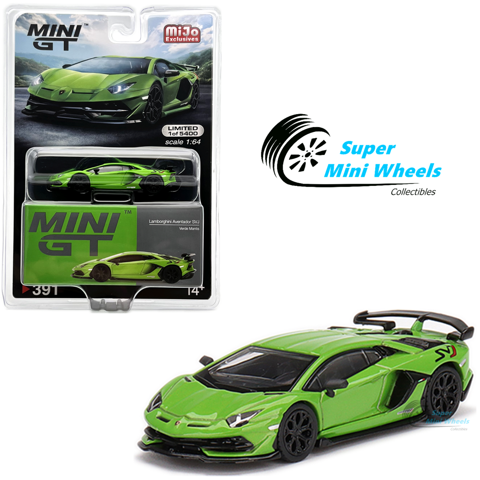 Mini GT 1:64 Lamborghini Aventador SVJ Verde Mantis #391 – Super Mini ...