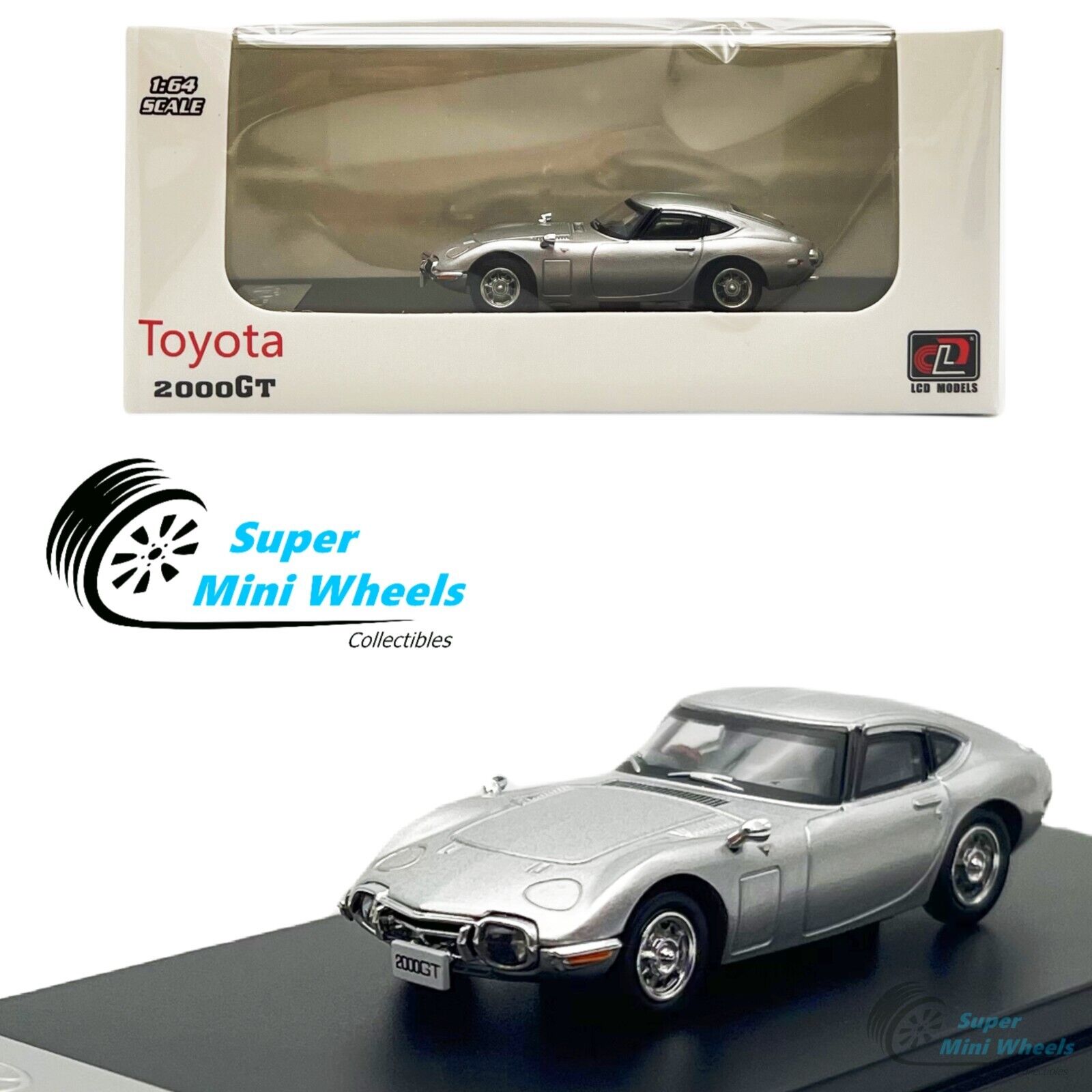 LCD Models 1:64 - Toyota 2000 GT (Silver) Diecast Model – Super Mini Wheels