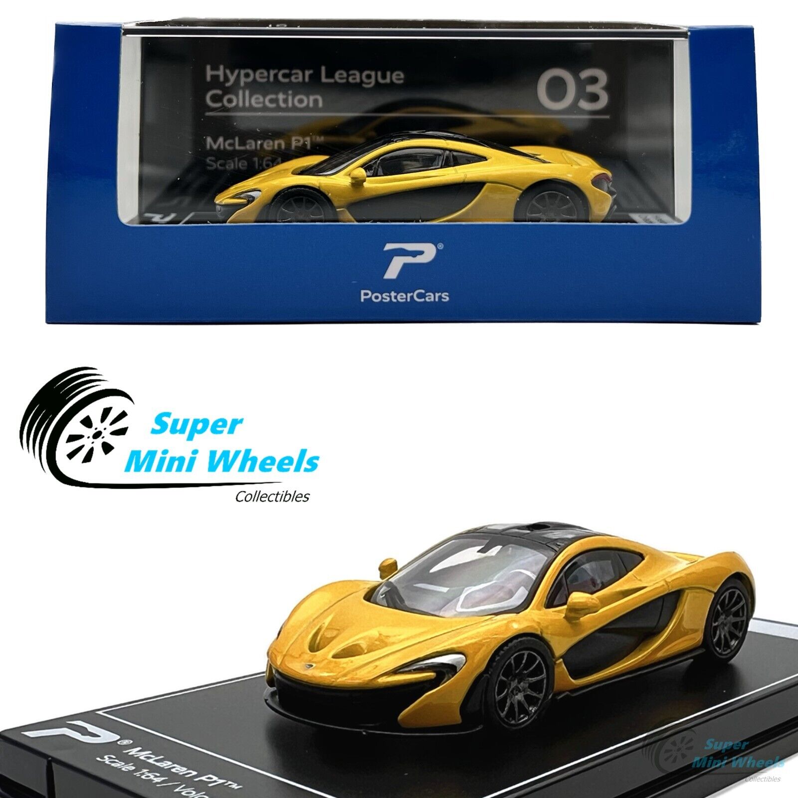 PosterCars 1:64 Mclaren P1 (Volcano Yellow) Hypercar League Collection ...