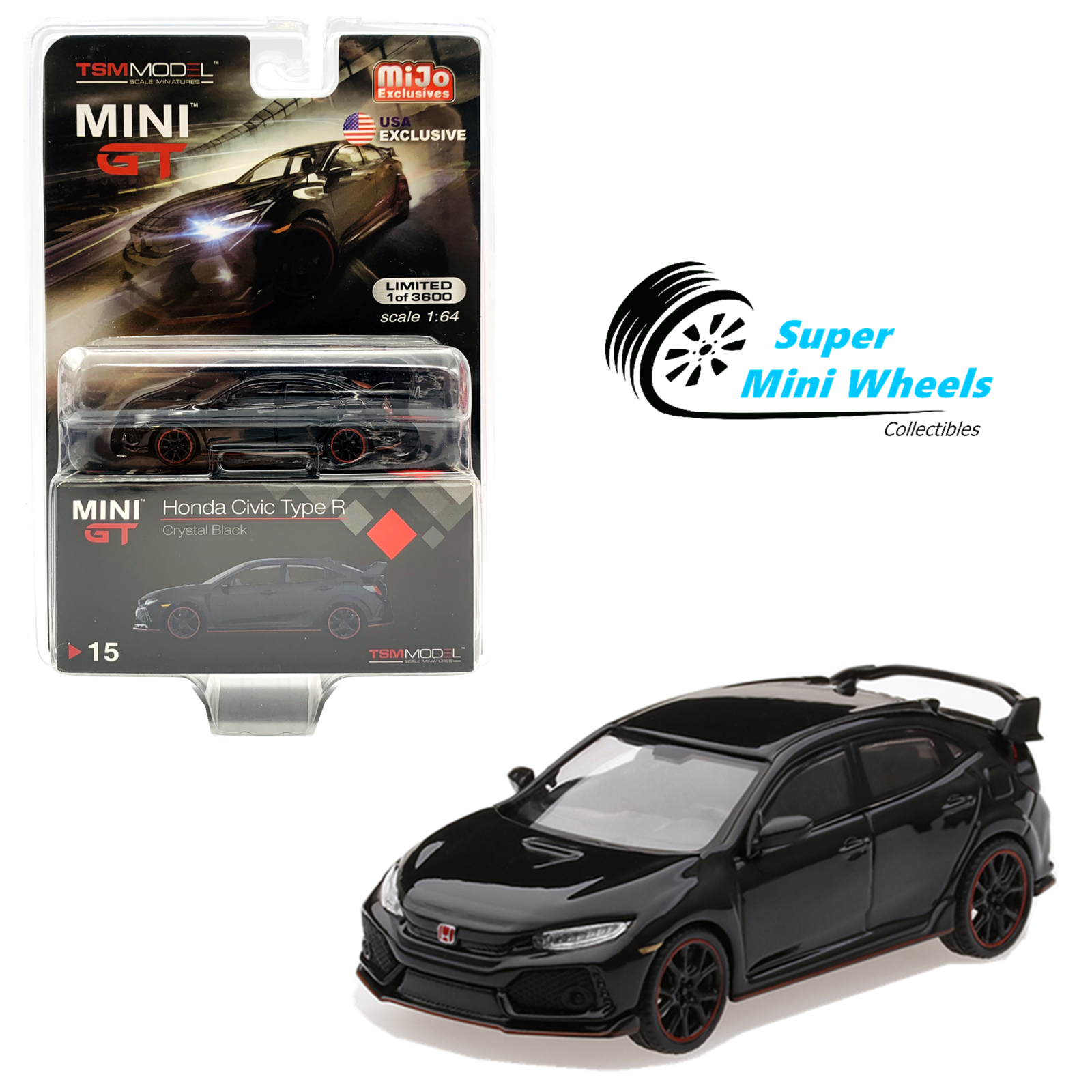Mini GT 1:64 Honda Civic Type R (FK8) Crystal Black #15 – Super Mini Wheels
