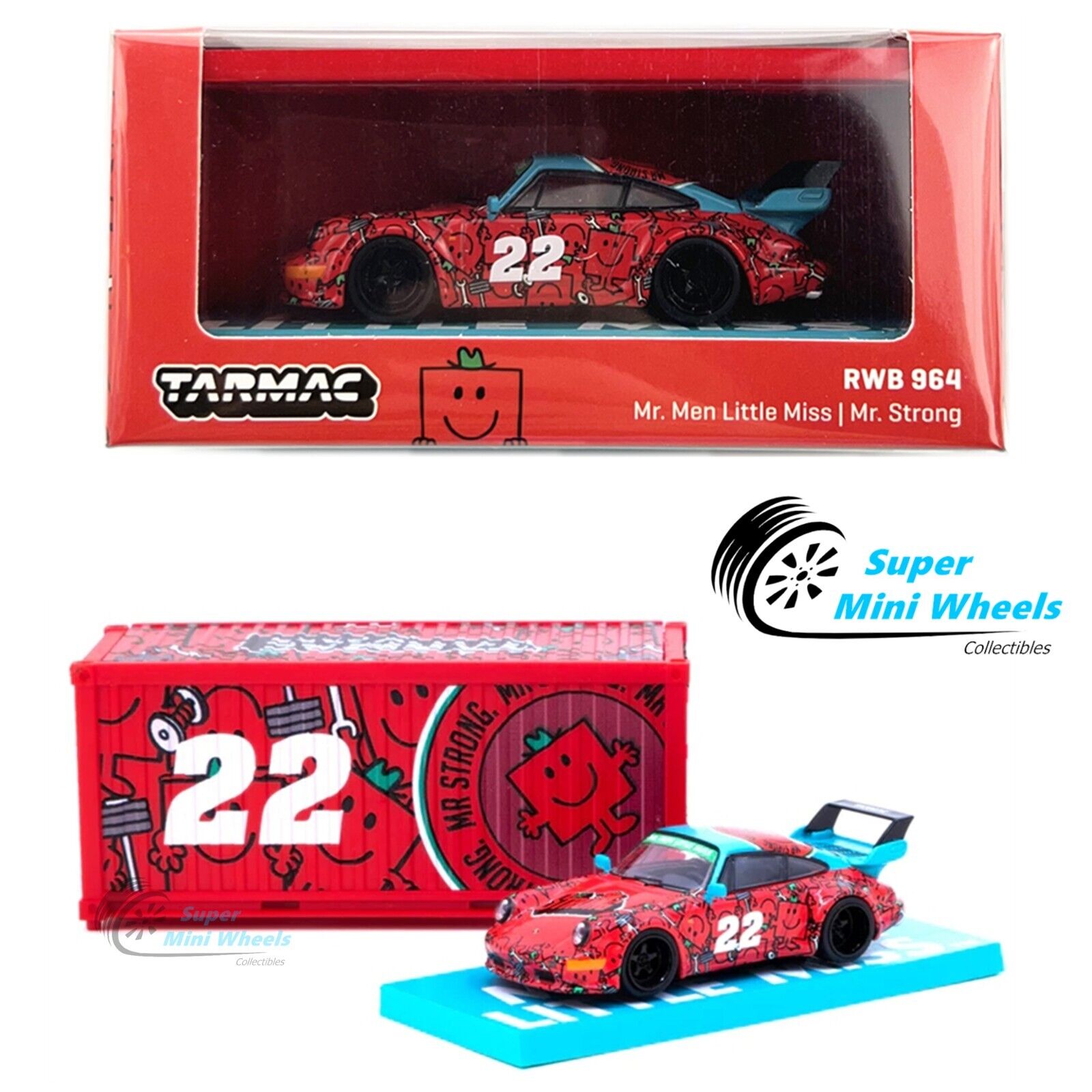Tarmac Works 1:64 Porsche RWB 964 Mr. Men Little Miss Mr. Strong with ...
