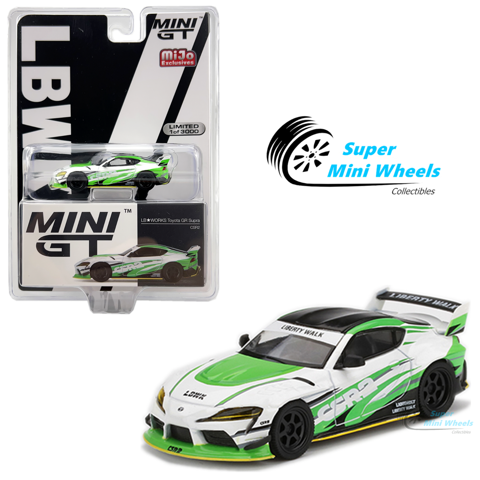 Mini GT 1:64 LB WORKS Toyota GR Supra CSR2 (White/Green) #308 – Super ...