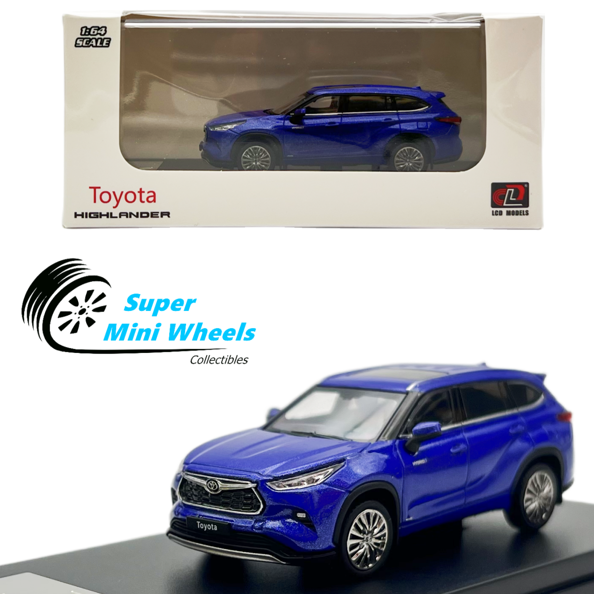 LCD Models 1:64 - Toyota Highlander Hybrid (Blue) Diecast Model – Super ...