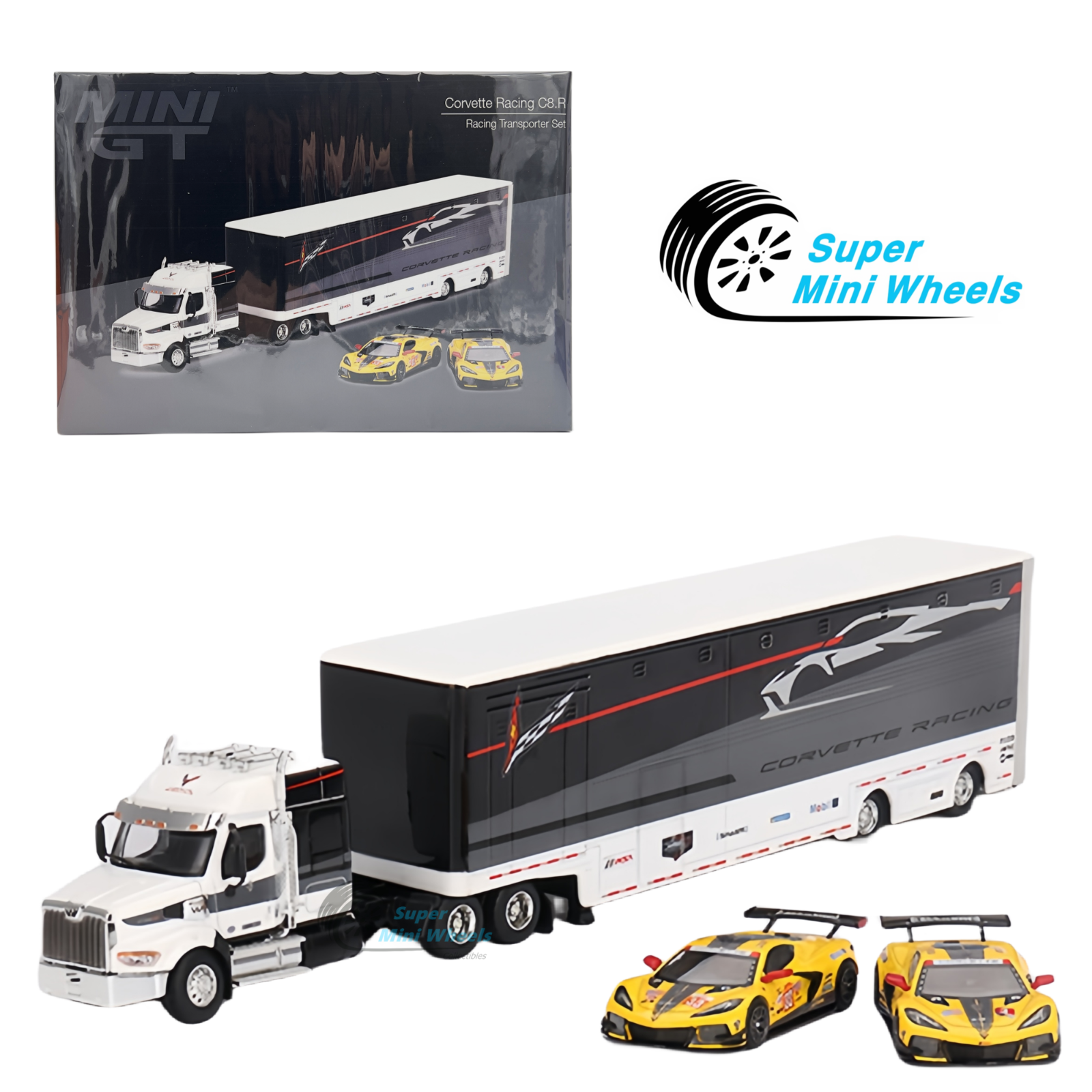 Mini GT 1:64 Corvette Racing C8.R Racing Transporter Set (3 Cars) MGTS ...
