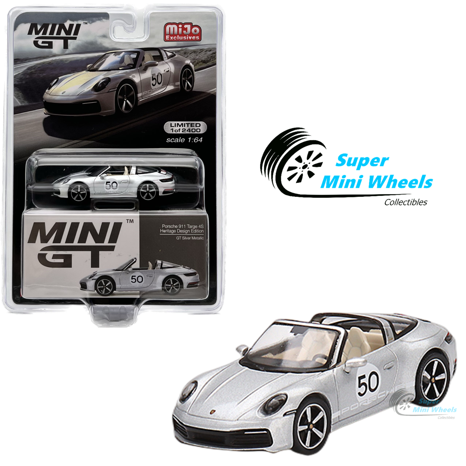 Mini GT 1:64 Porsche 911 Targa 4S Heritage Design Edition GT Silver #5 ...