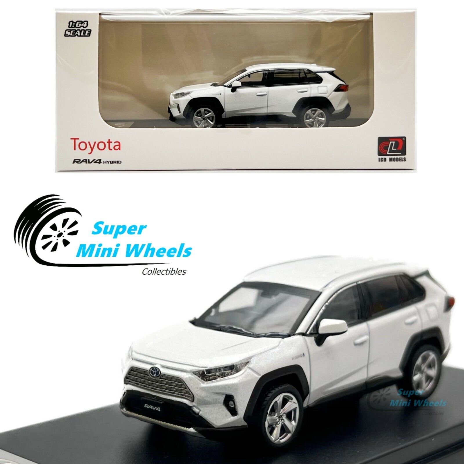 LCD Models 1:64 - Toyota RAV4 Hybrid (White) Diecast Model – Super Mini ...