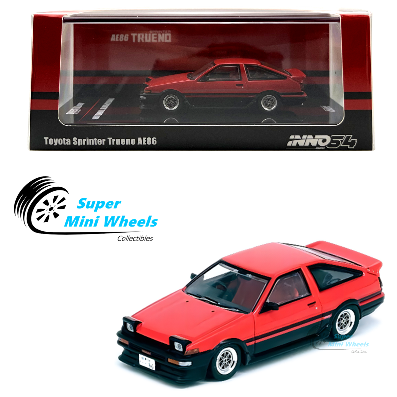 INNO64 1:64 Toyota Sprinter Trueno AE86 (Red) – Super Mini Wheels