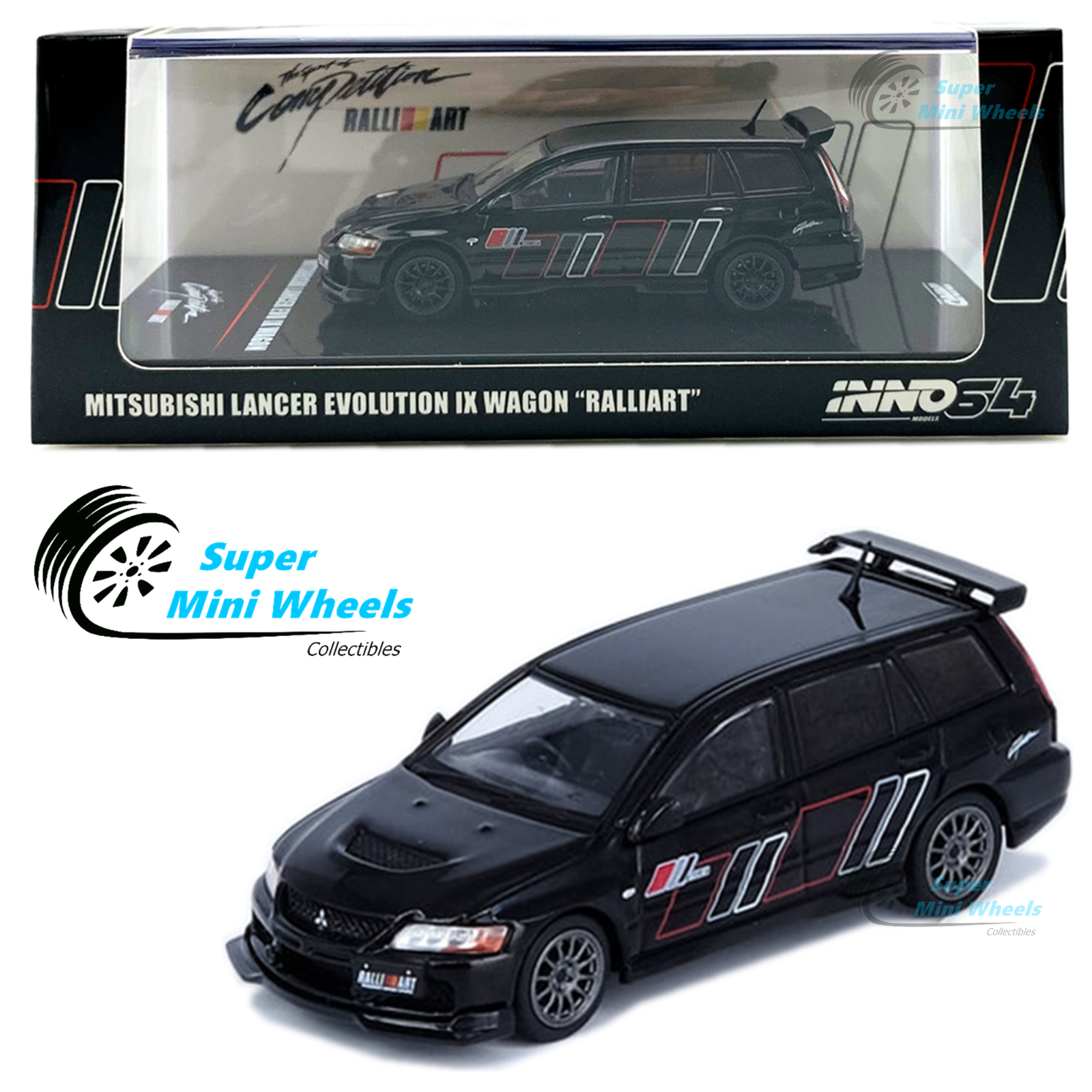 INNO64 - Mitsubishi Lancer Evolution IX Wangon "Ralliart" (Black) 1:64 ...