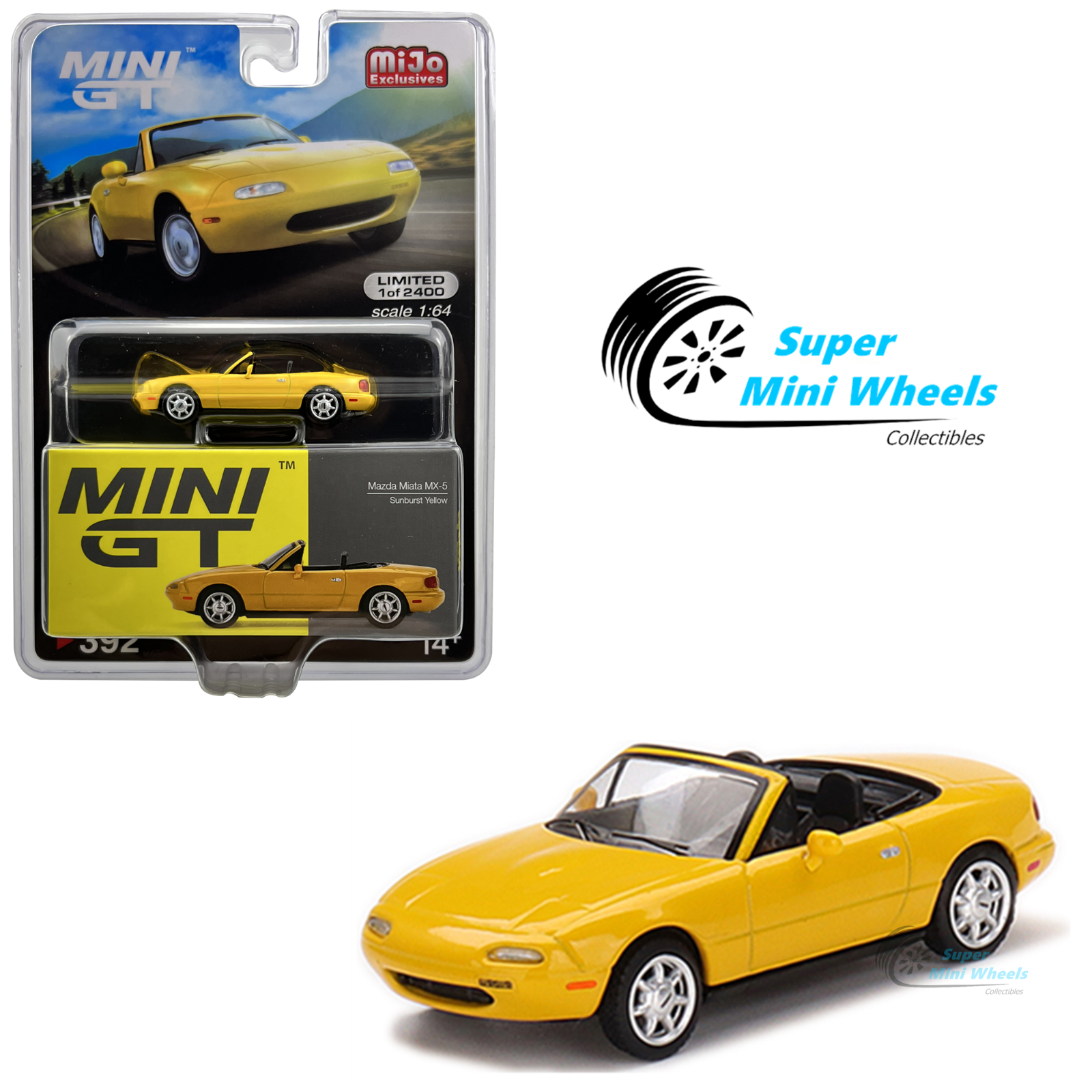 Mini GT 1:64 Mazda Miata MX-5 (NA) Sunburst Yellow #392 – Super Mini Wheels