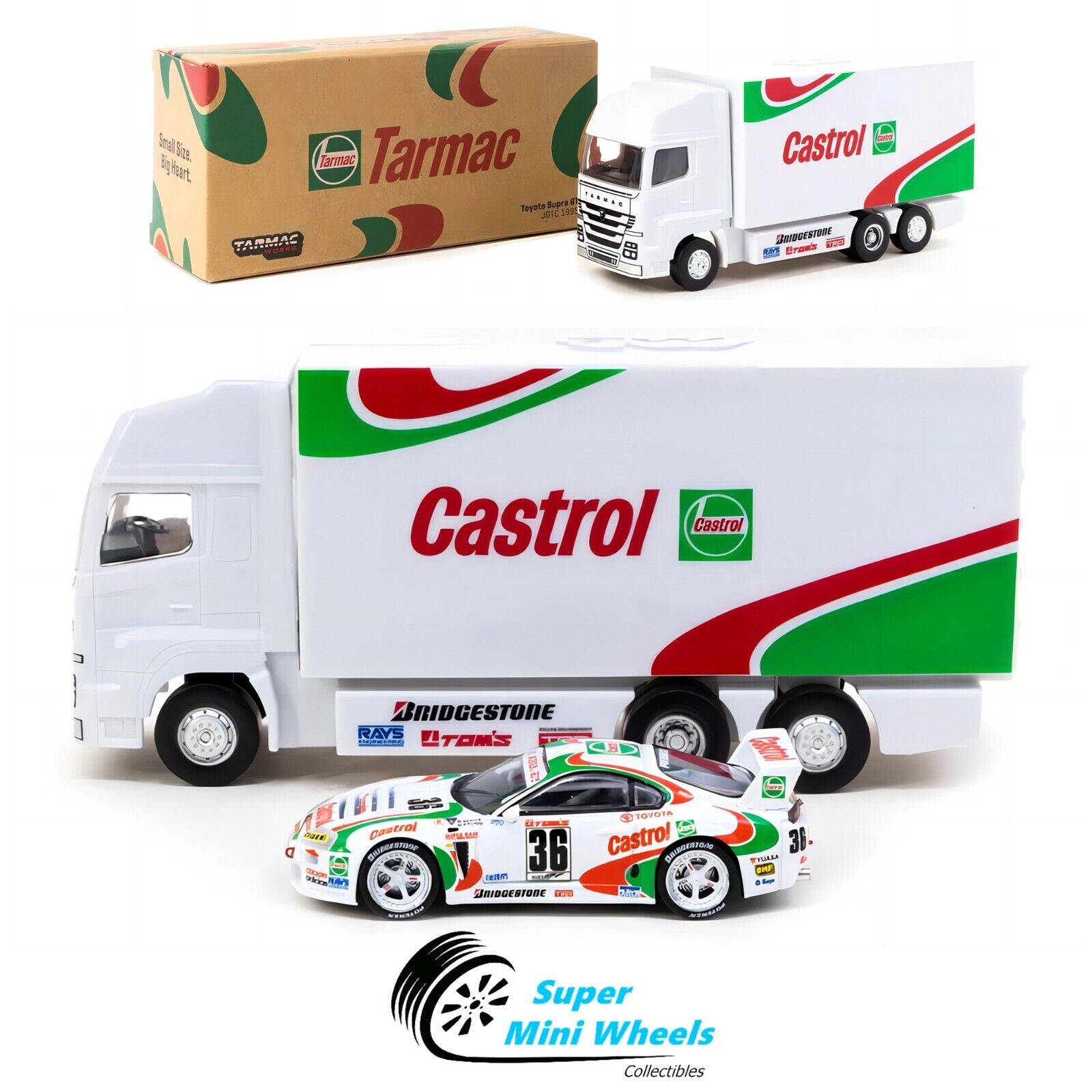 Tarmac Works 1:64 Toyota Supra GT JGTC 1995 #36 with Plastic Truck Pac ...
