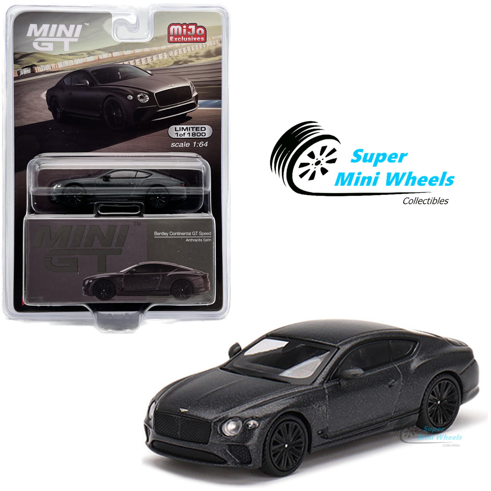 Mini GT 1:64 Bentley Continental GT Speed Anthracite Satin #442 – Super ...