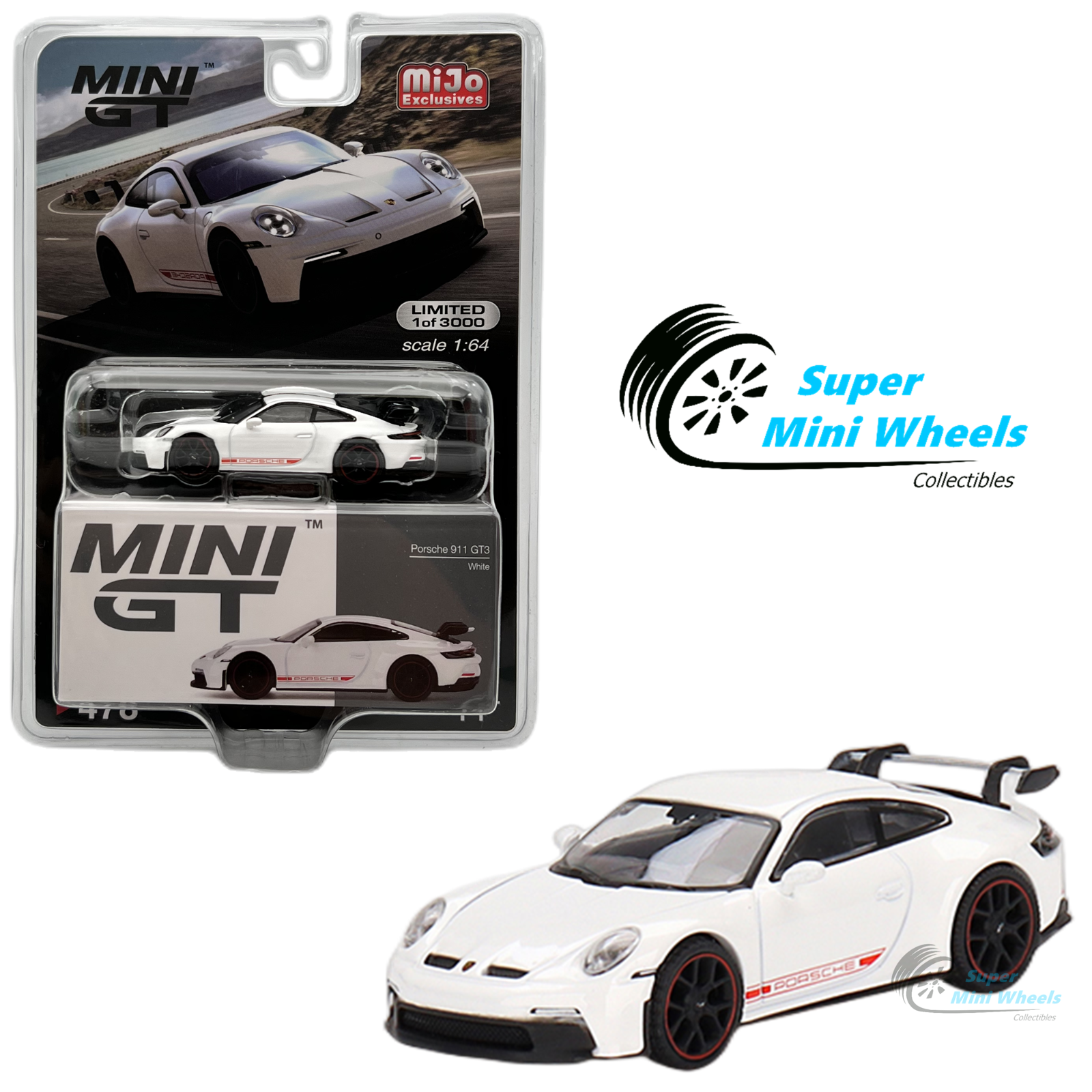 Mini GT 1:64 Porsche 911 (992) GT3 White #478 – Super Mini Wheels