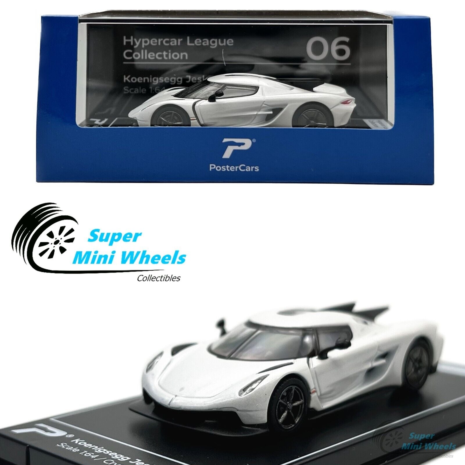 PosterCars 1:64 Koenigsegg Jesko Absolut (White) Hypercar League Colle ...