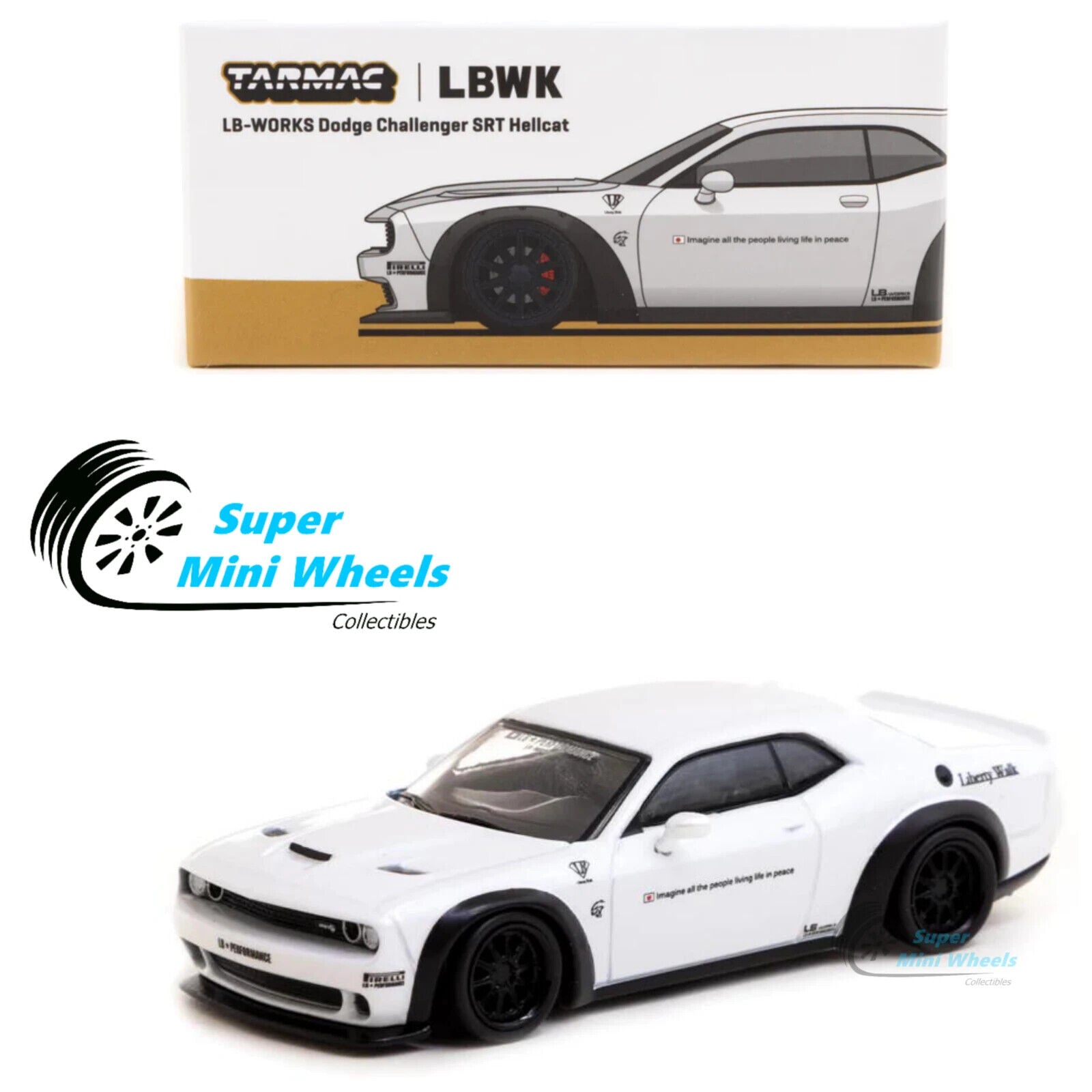 Tarmac Works 1:64 LB-WORKS Dodge Challenger SRT Hellcat White - Lamley ...