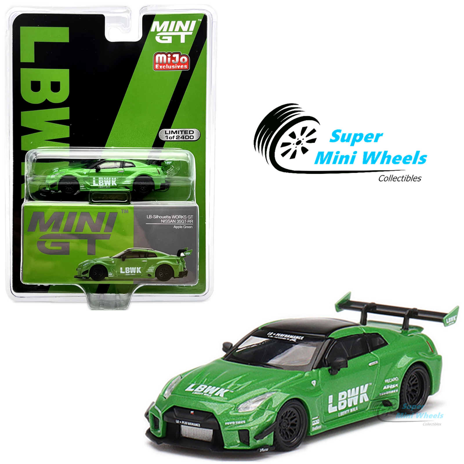 Mini GT 1:64 LB-Silhouette WORKS GT NISSAN 35GT-RR Ver.2 Apple Green # – Super Mini Wheels